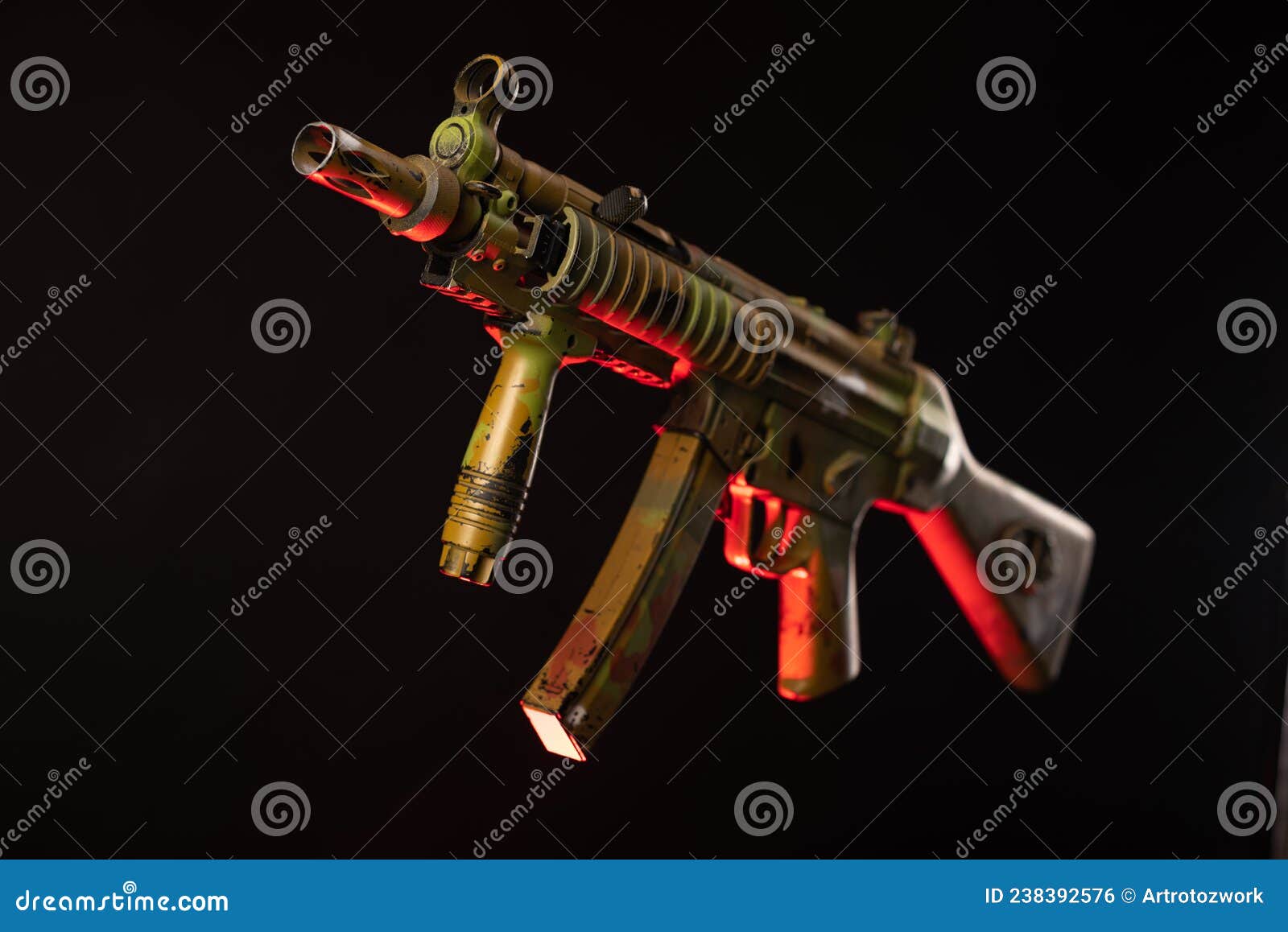 Mp5 Automatic Pistol Isolated on a Dark Background in a Color Scheme ...