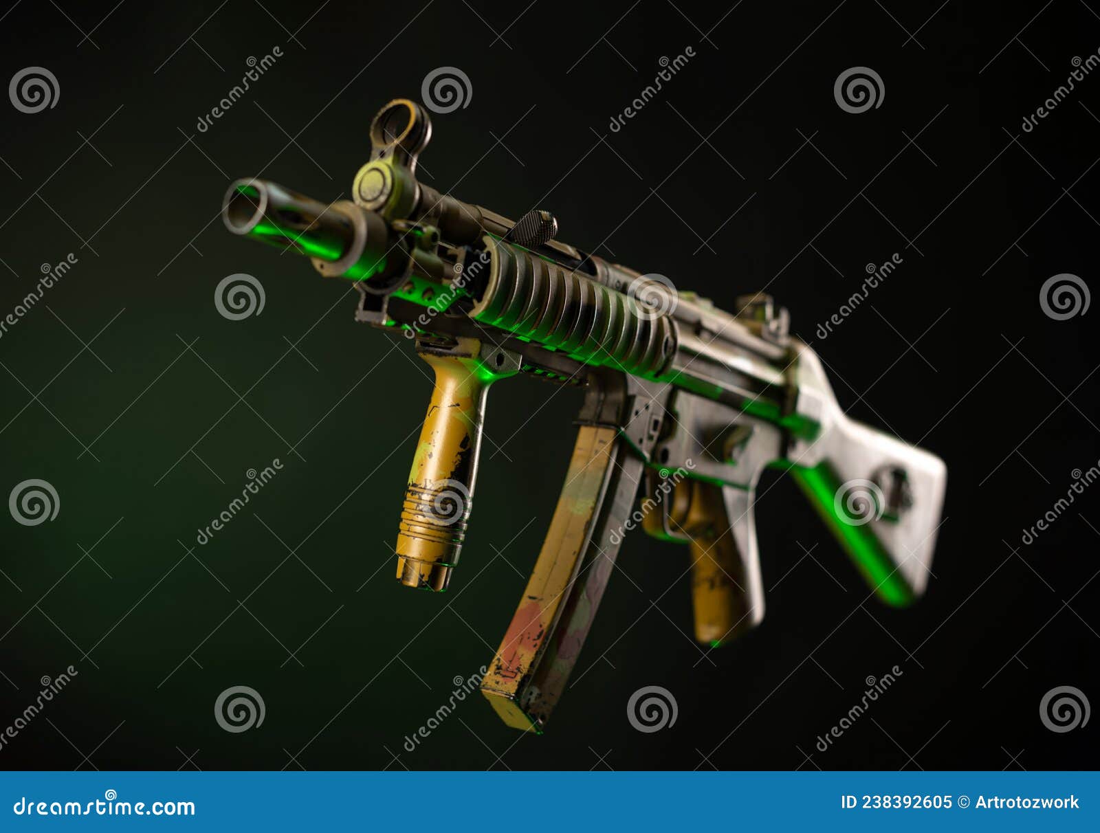 Mp5 Automatic Pistol Isolated on a Dark Background in a Color Scheme ...