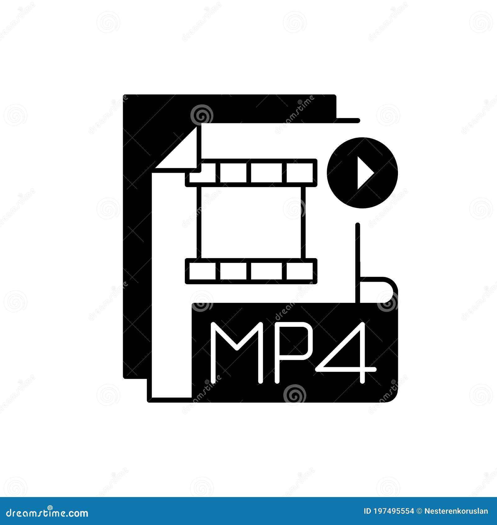 MP4 file black linear icon stock vector. Illustration of data - 197495554