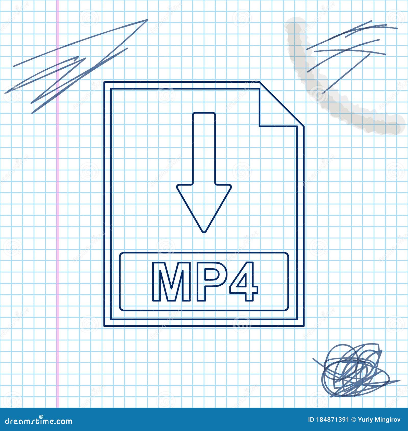 MP4 File Document Icon. Download MP4 Button Line Sketch Icon Isolated ...
