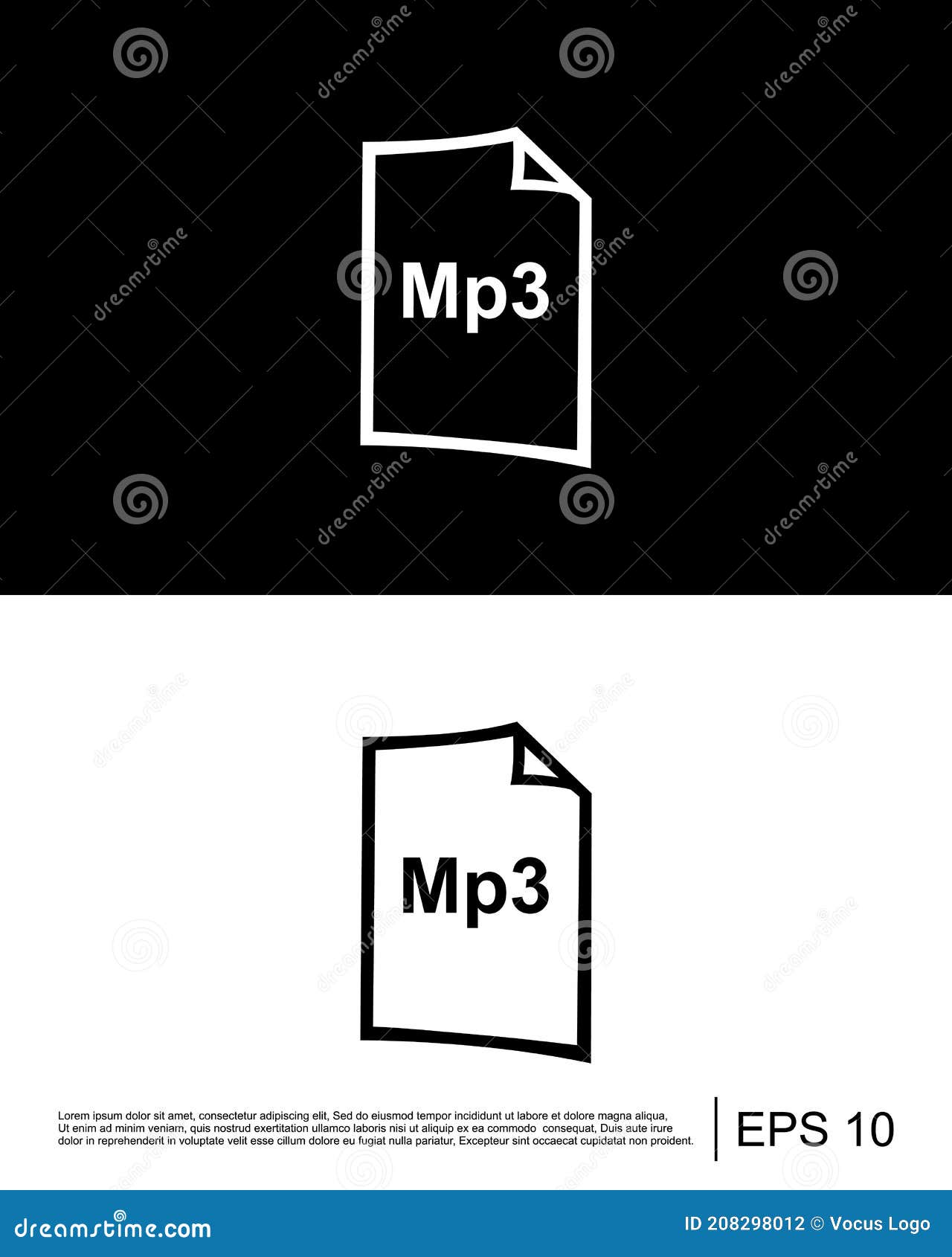 Mp3 File Format Icon Template Stock Vector - Illustration of music ...