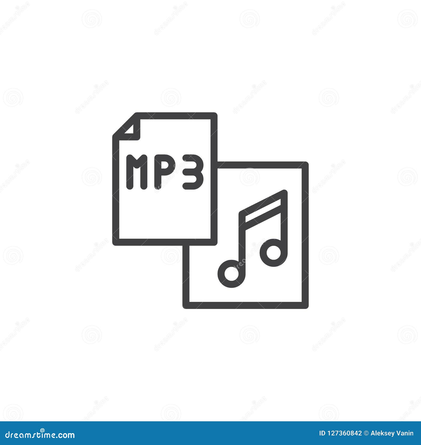 Mp3 File Format Outline Icon Stock Vector - Illustration of stroke ...