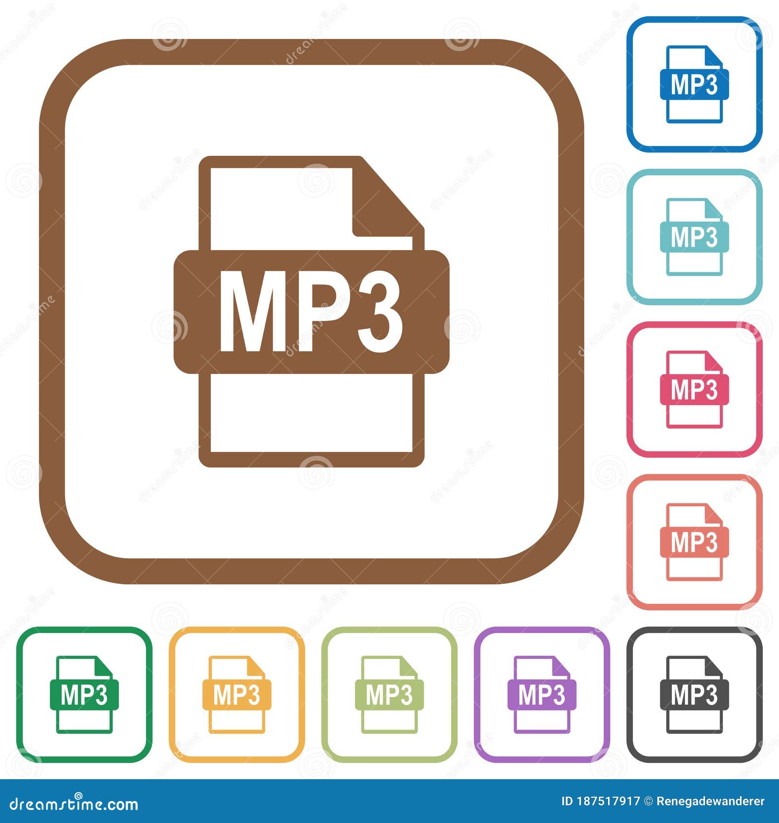 MP3 File Format Simple Icons Stock Illustration - Illustration of ...