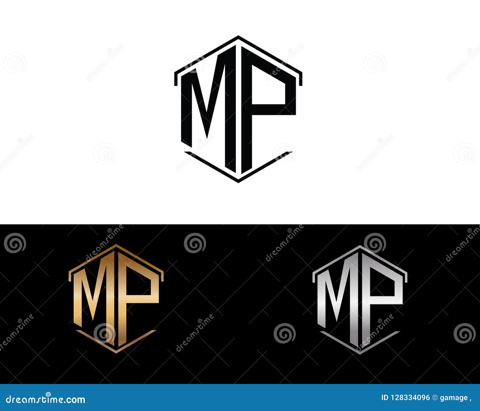 MP Hexagon Shape Letters Vector Design Stock Vector - Illustration of ...