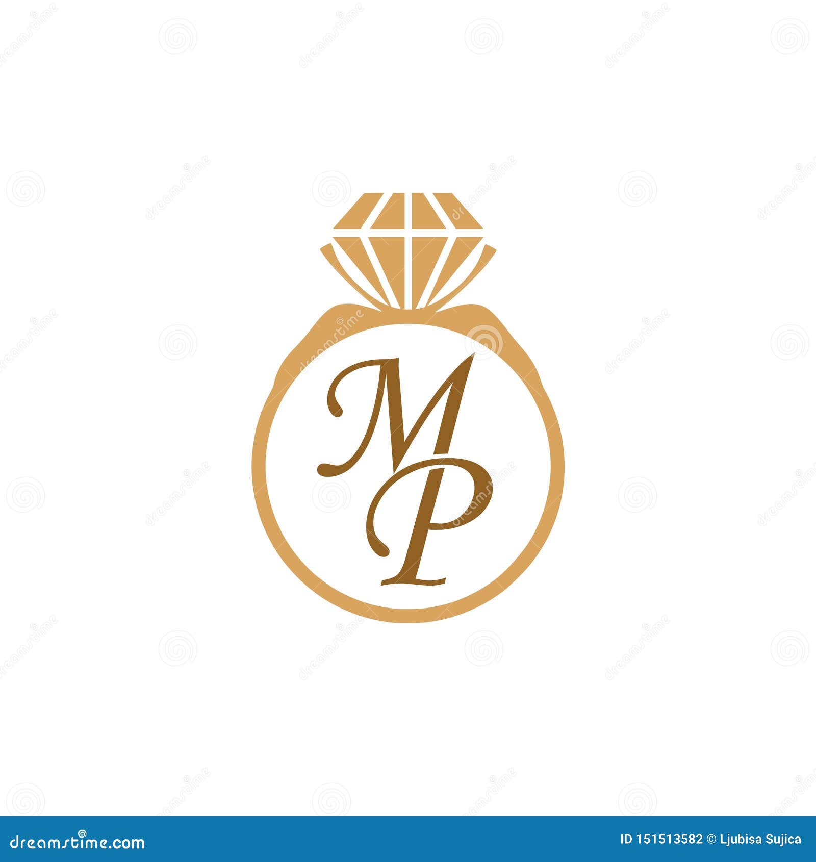 MP Initial Wedding in Golden Ring Stock Vector - Illustration of ...