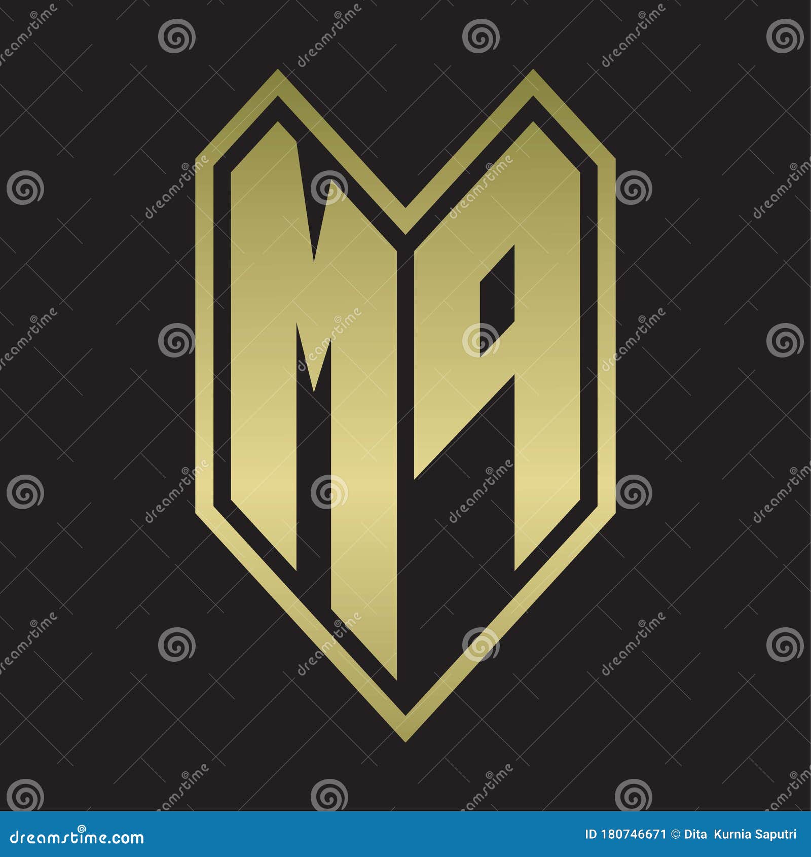MP Logo Monogram with Emblem Line Style Isolated on Gold Colors Stock ...