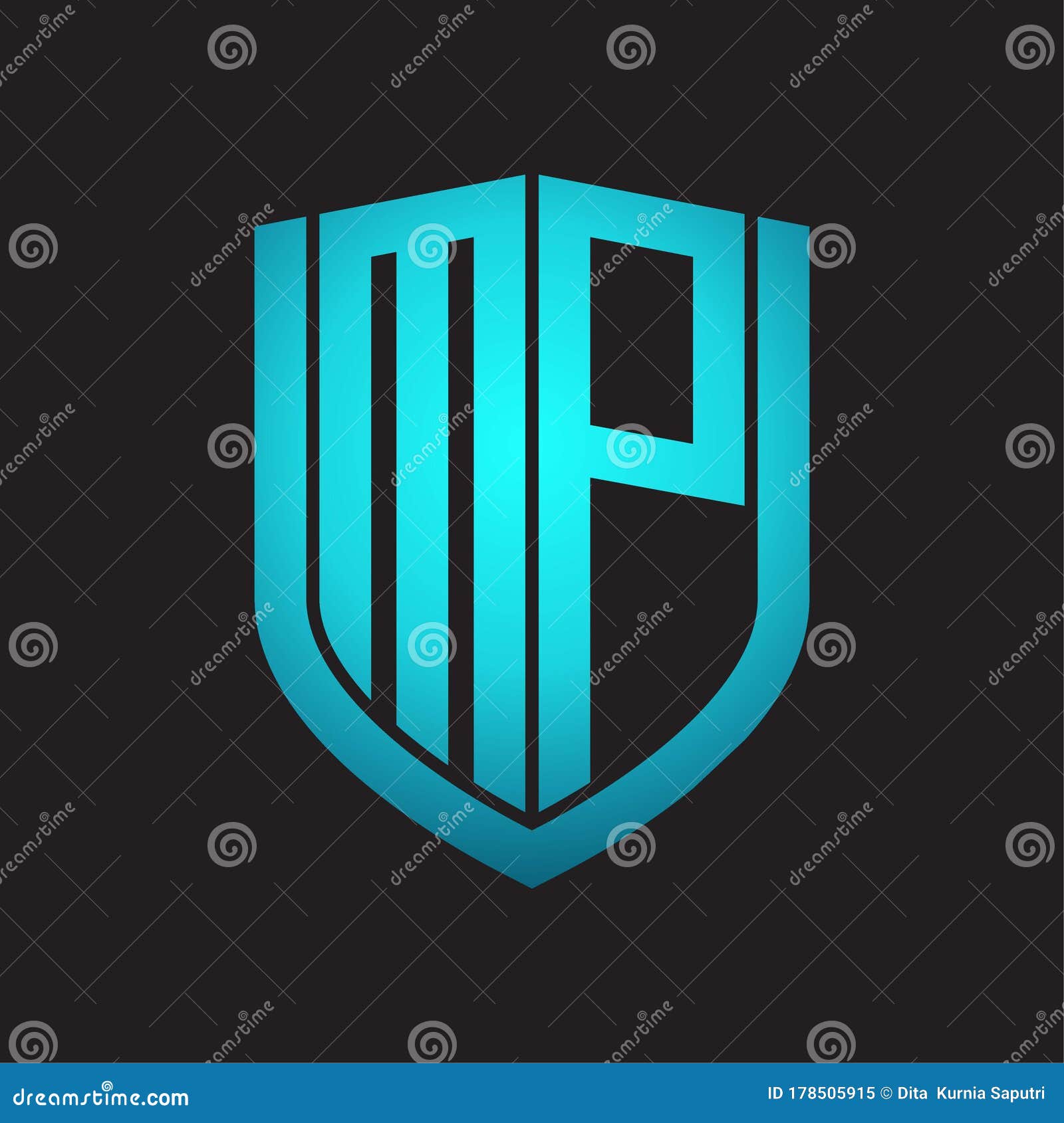 MP Logo Monogram with Emblem Shield Design Isolated with Blue Colors on ...