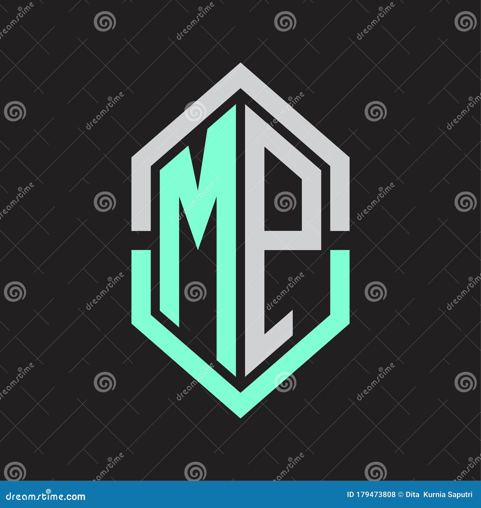 MP Logo Monogram with Hexagon Shape and Outline Slice Style Stock ...