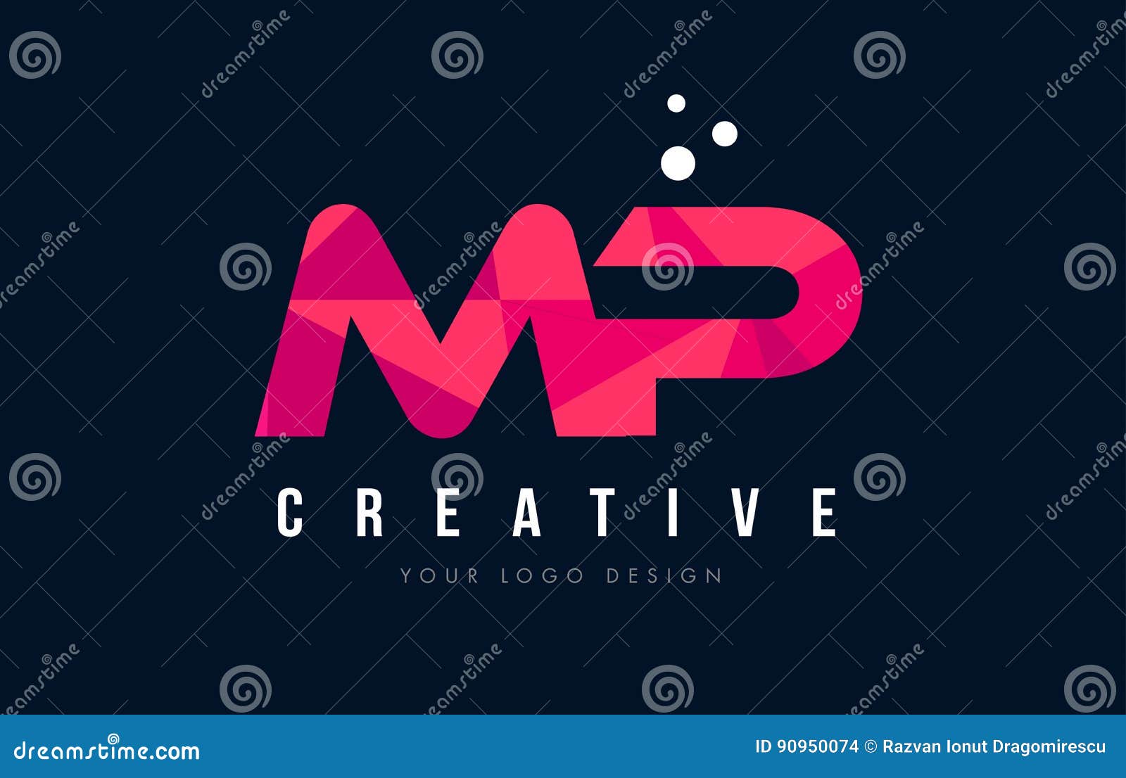 MP M P Letter Logo with Purple Low Poly Pink Triangles Concept Stock ...