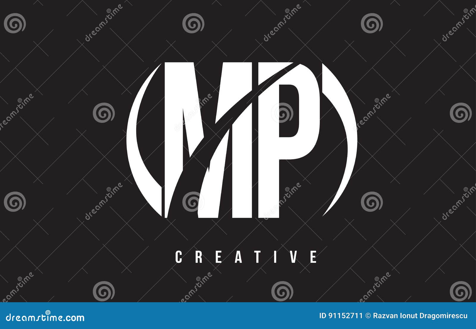 MP M P White Letter Logo Design with Black Background. Stock Vector ...