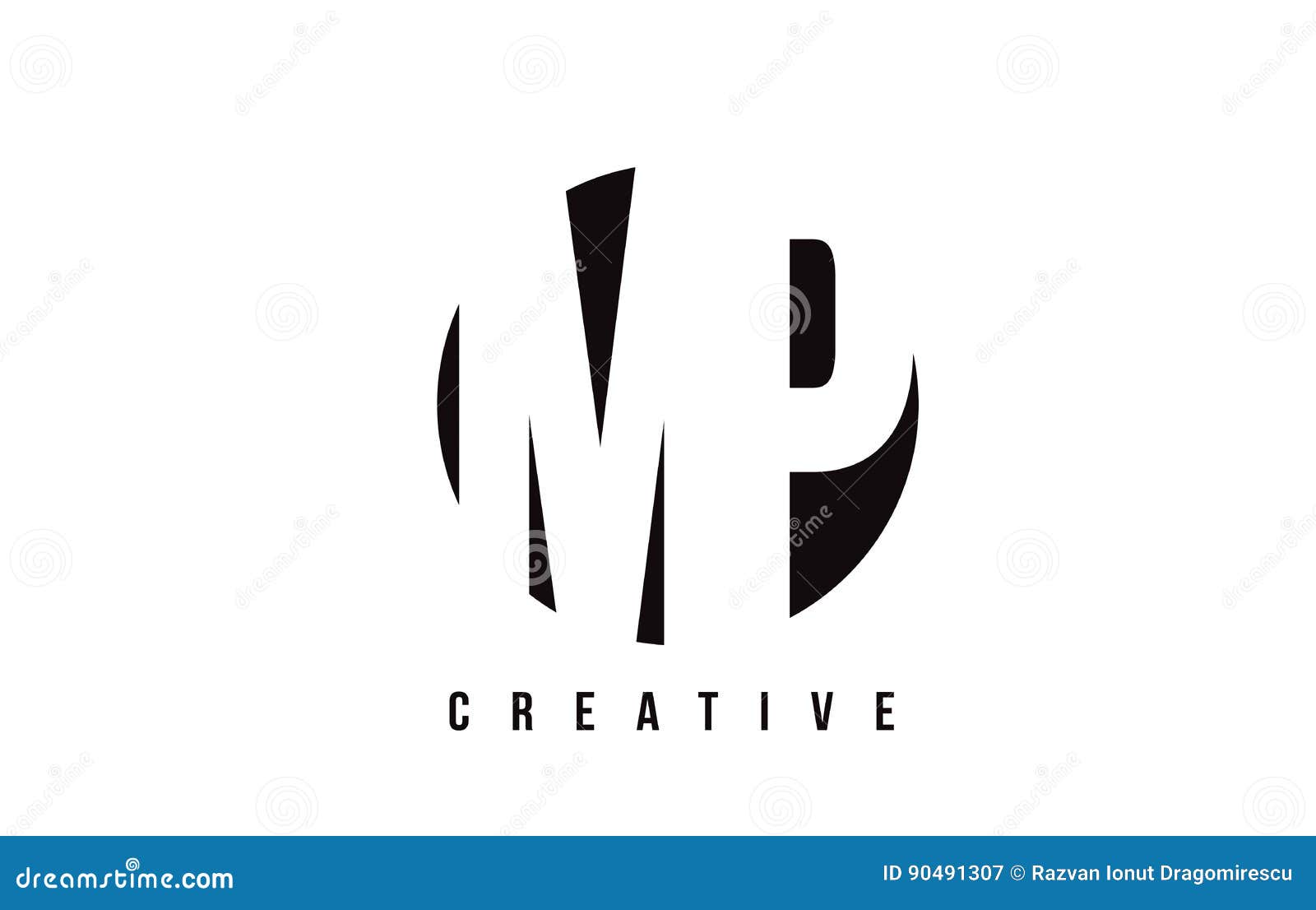 MP M P White Letter Logo Design with Circle Background. Stock Vector ...
