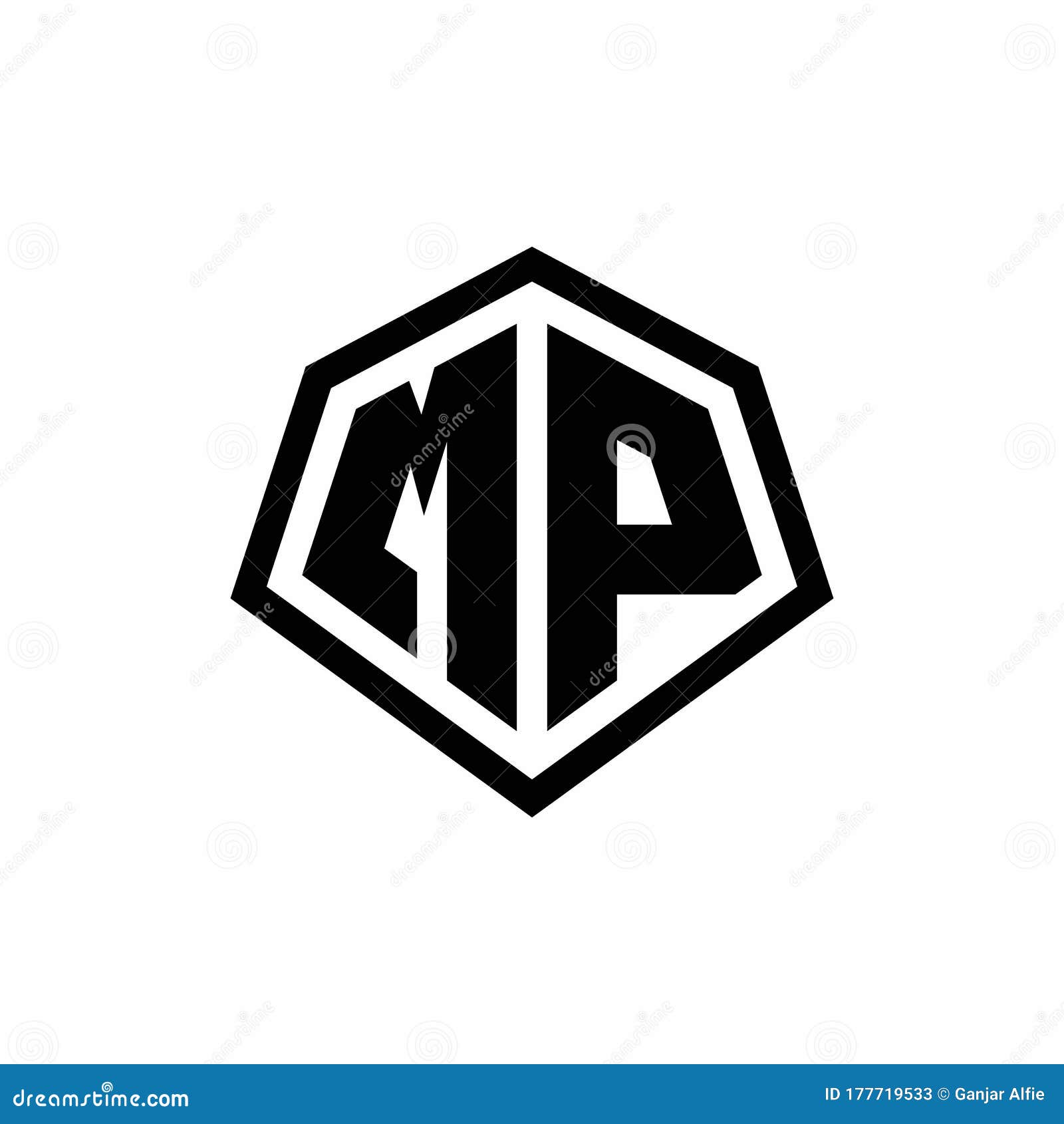MP Monogram Logo with Hexagon Shape and Line Rounded Style Design ...