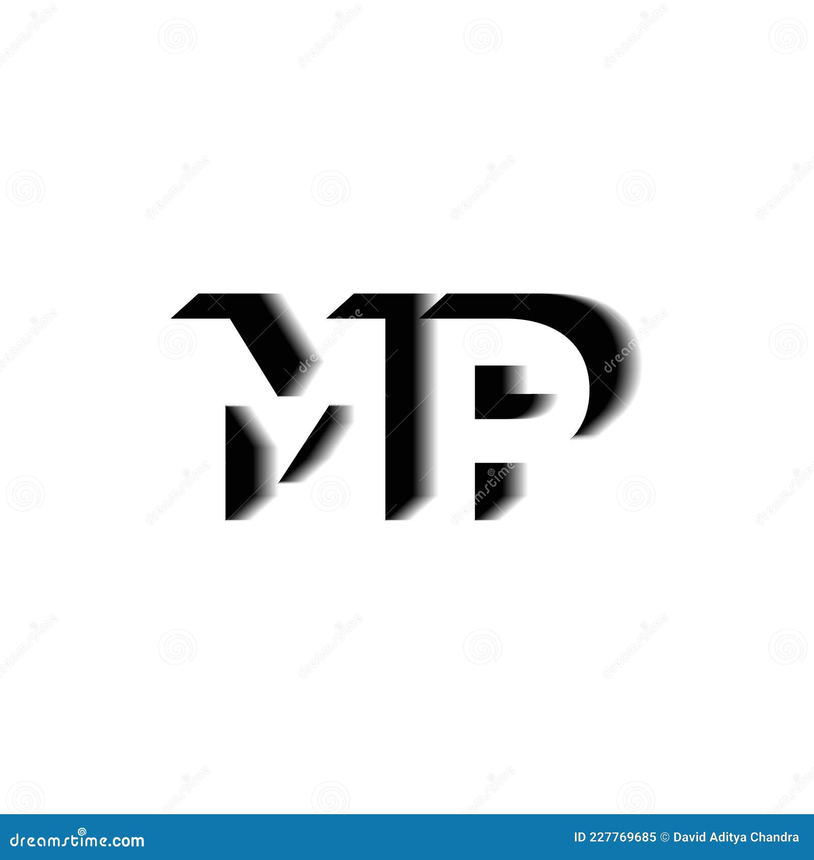 MP Monogram Shadow Shape Style Stock Vector - Illustration of font ...