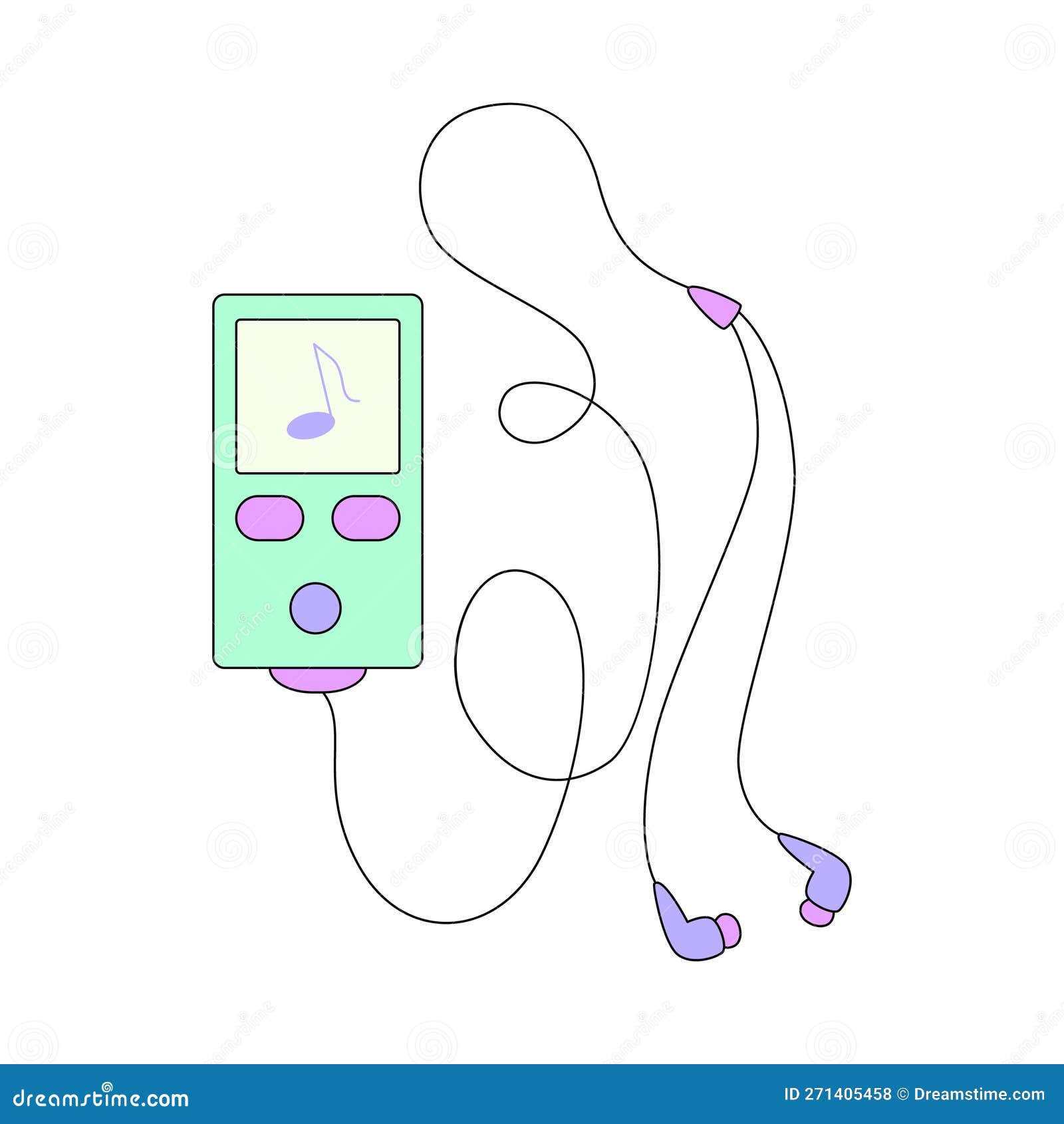 MP3 Player in Cartoon Style Isolated on White Stock Vector ...