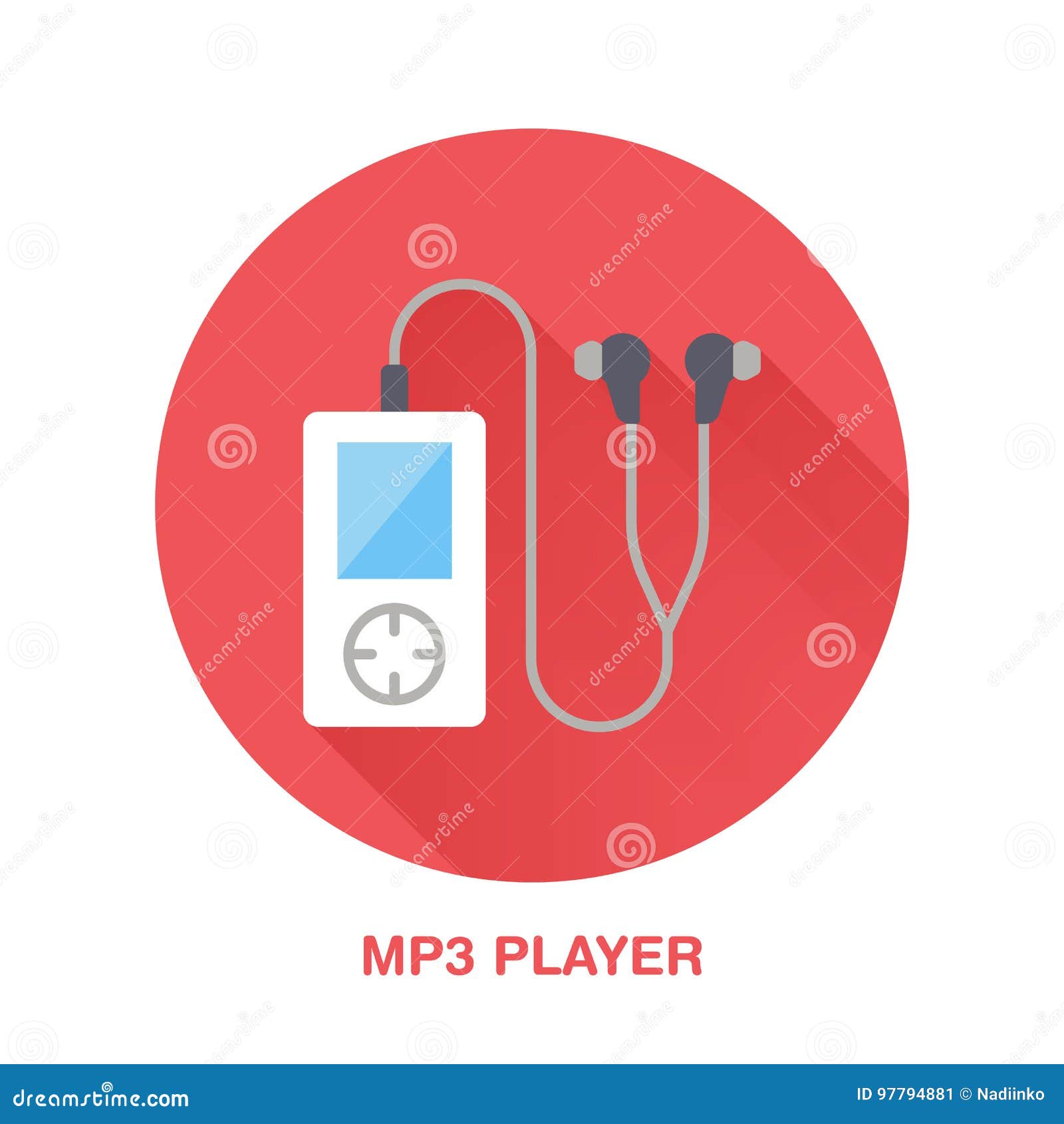 Mp3 Player Flat Style Icon. Wireless Technology, Audio Device Sign ...