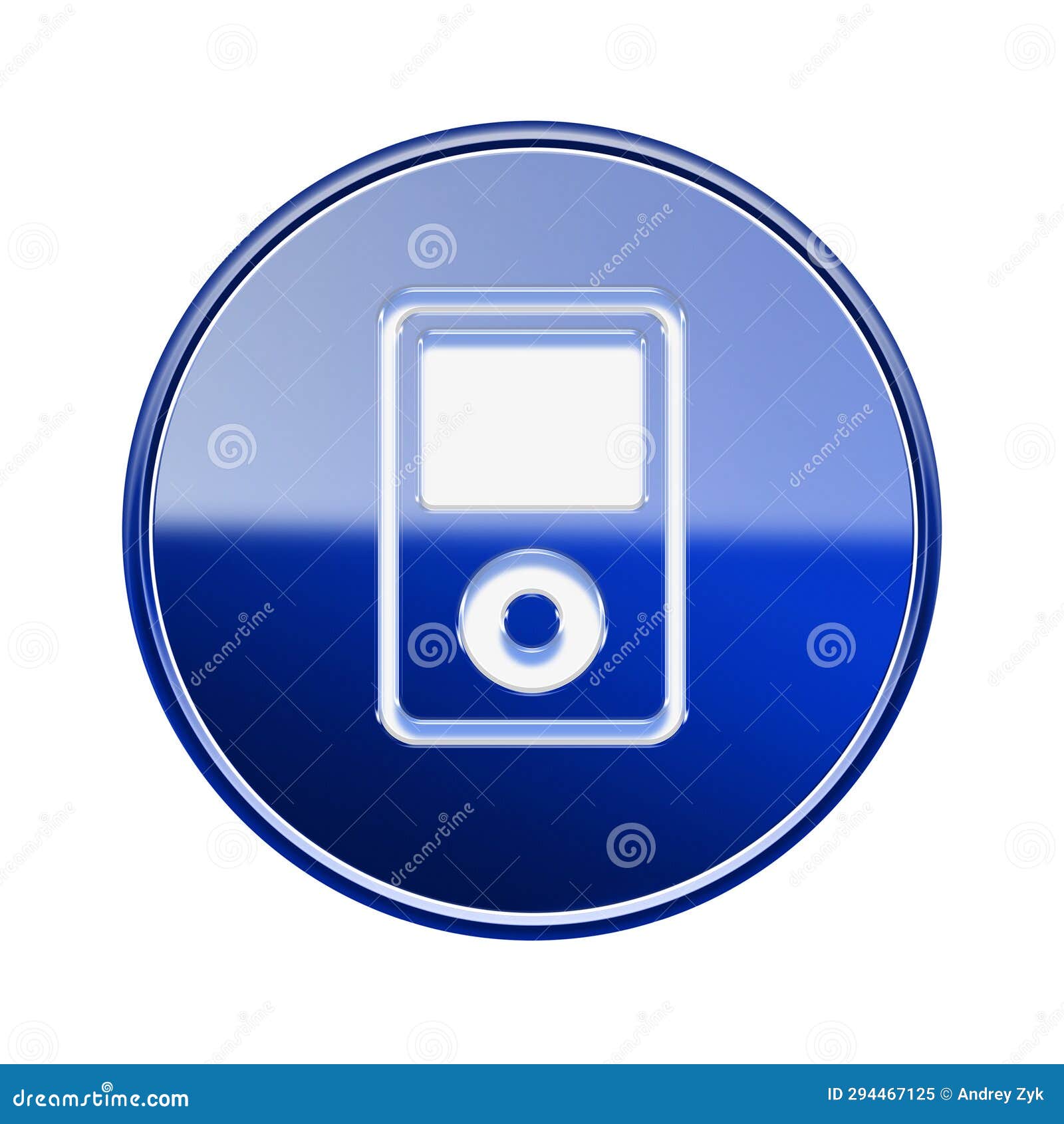 Mp3 Player Icon Glossy Blue. Stock Illustration - Illustration of ...