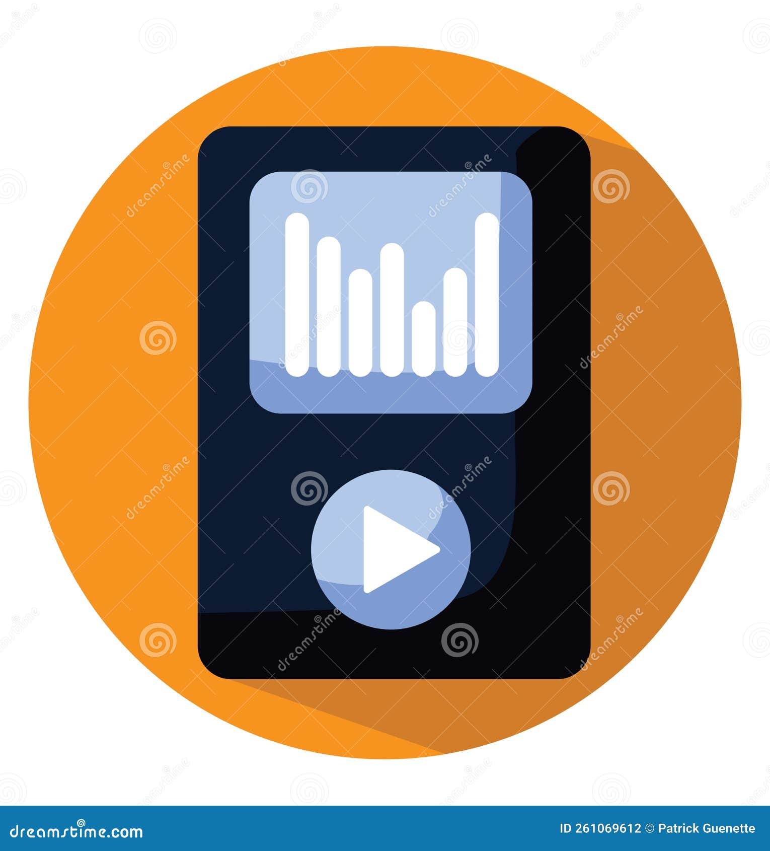 Mp3 player, icon stock vector. Illustration of wire - 261069612