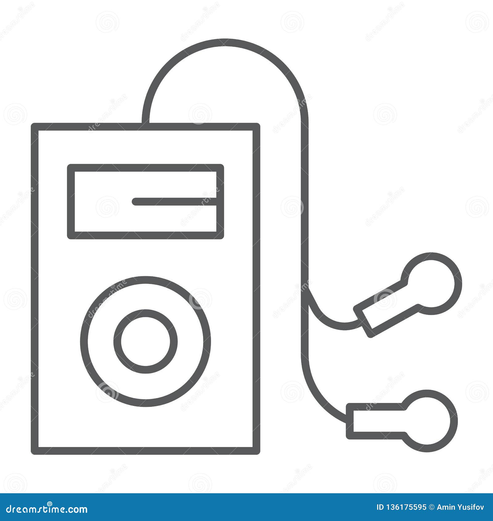 Mp3 Player Thin Line Icon, Audio and Sound, Music Player Sign, Vector ...