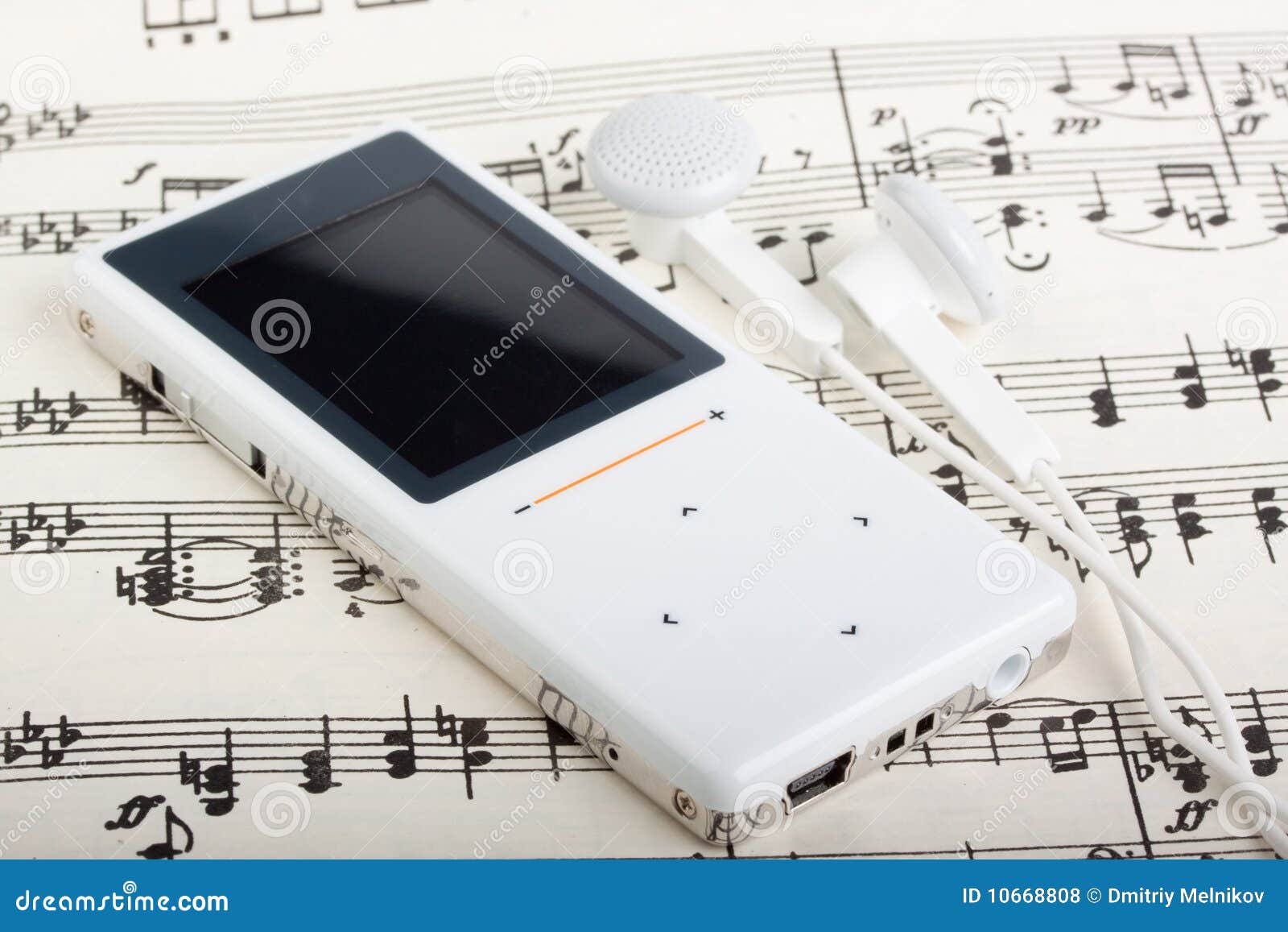 MP3 player and note stock photo. Image of staff, white - 10668808