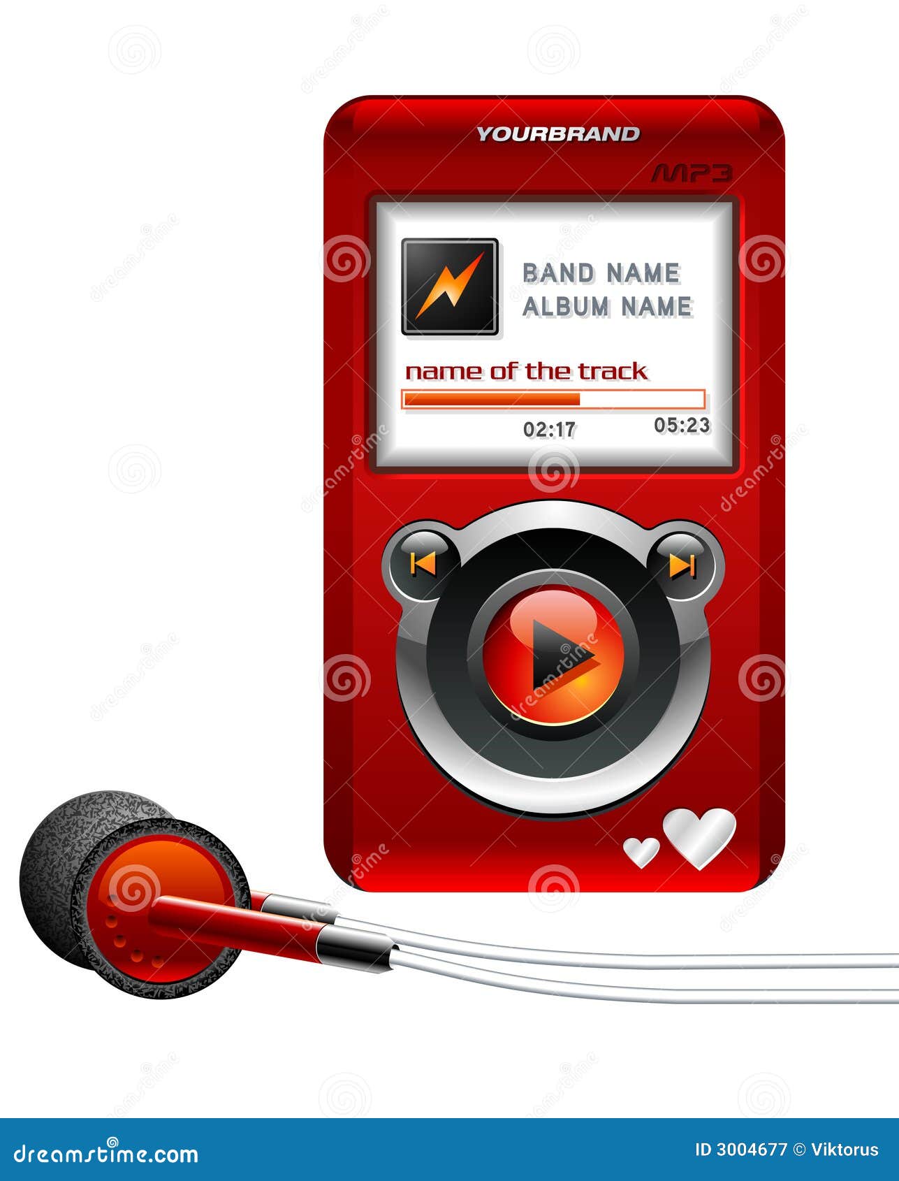 Mp3 player red stock vector. Illustration of menu, push - 3004677