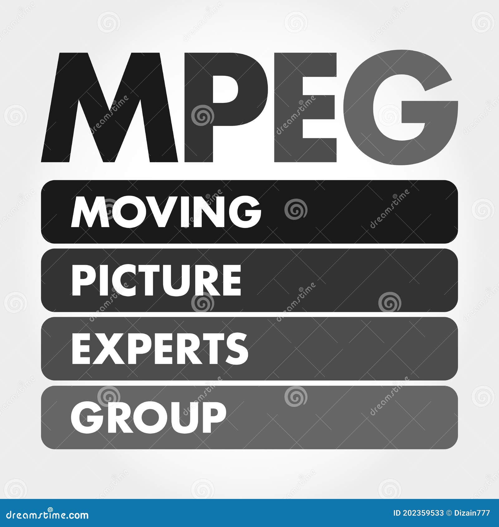 MPEG - Moving Picture Experts Group Acronym, Technology Concept ...