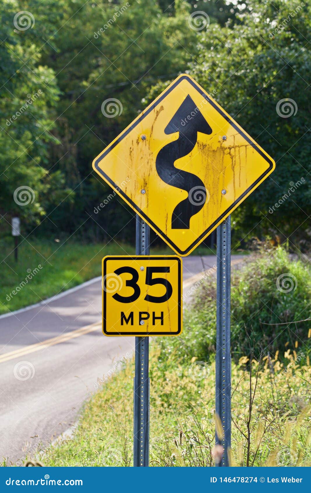Yellow 35 Mph Sign