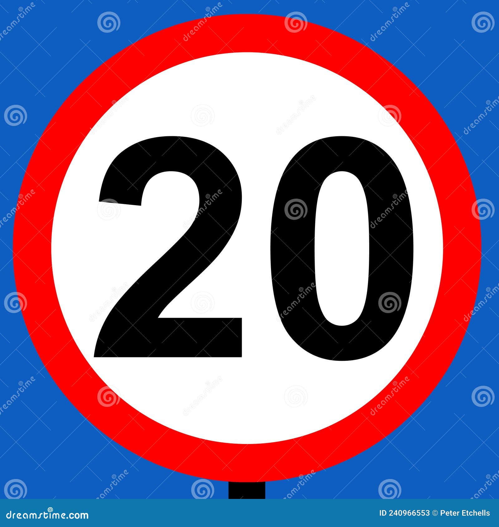 20mph speed limit sign stock vector. Illustration of hazardous - 240966553