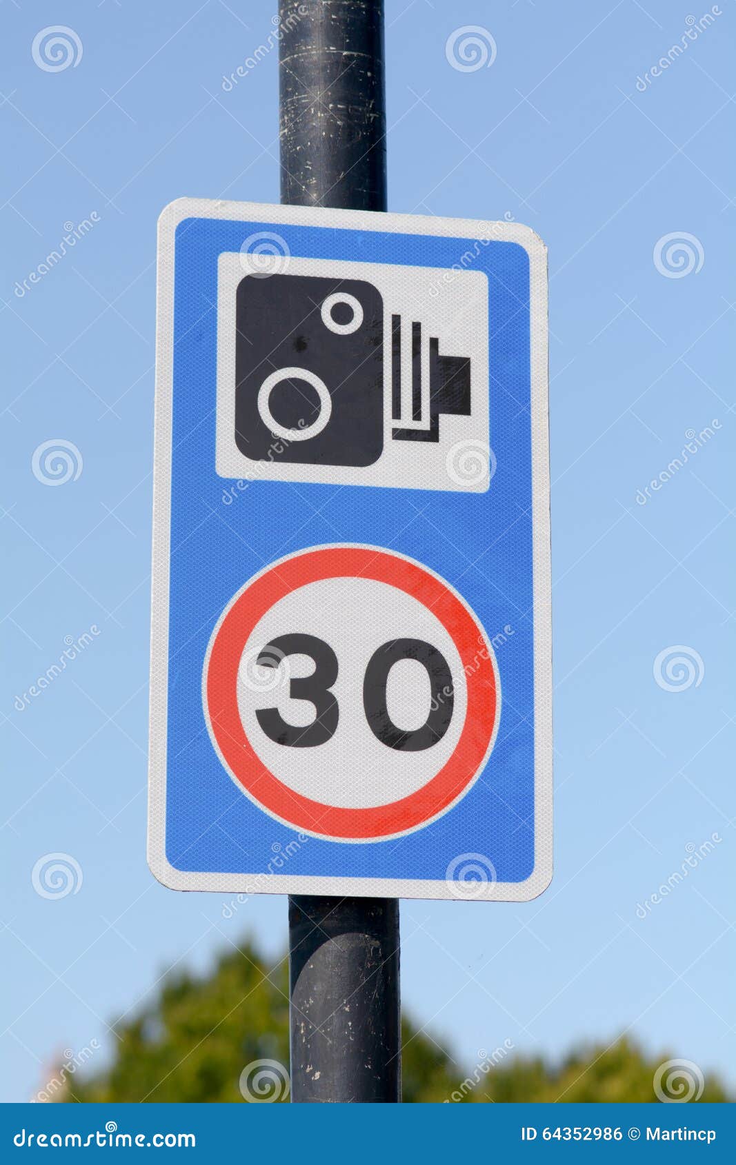 30 Mph Speed Limit and Speed Cameras Present Road Sign Stock Photo ...