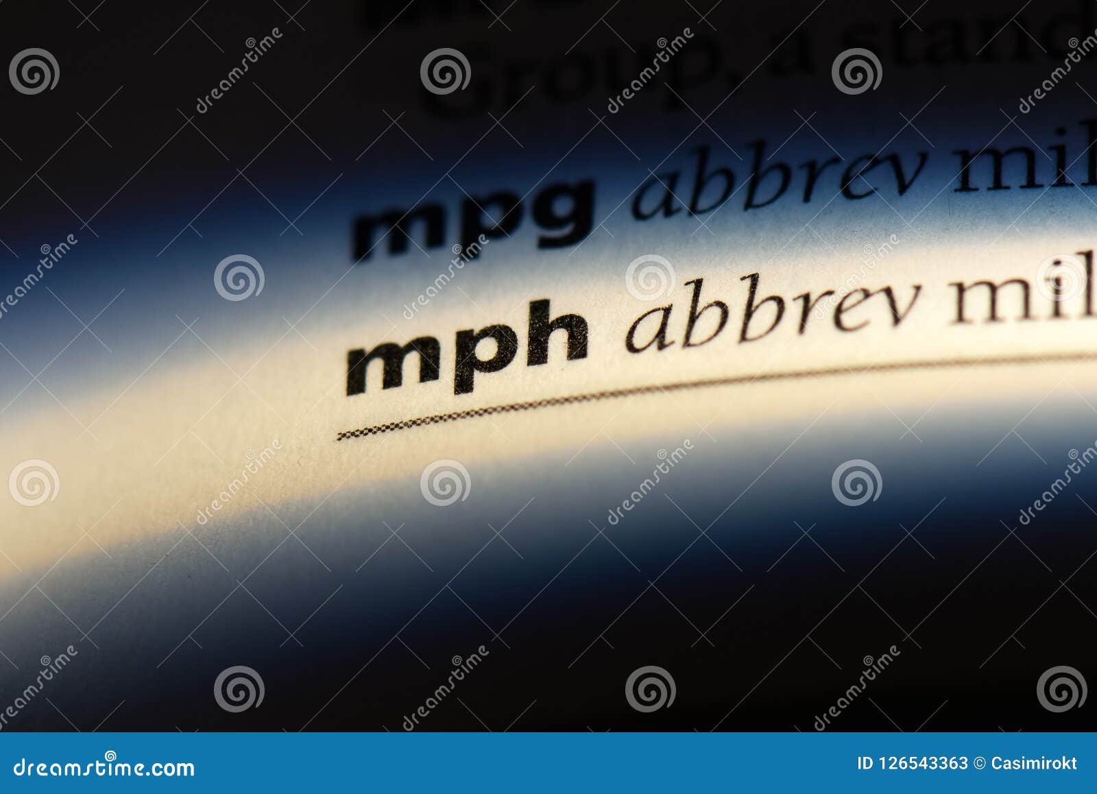 Mph stock image. Image of dictionary, macro, page, printed - 126543363