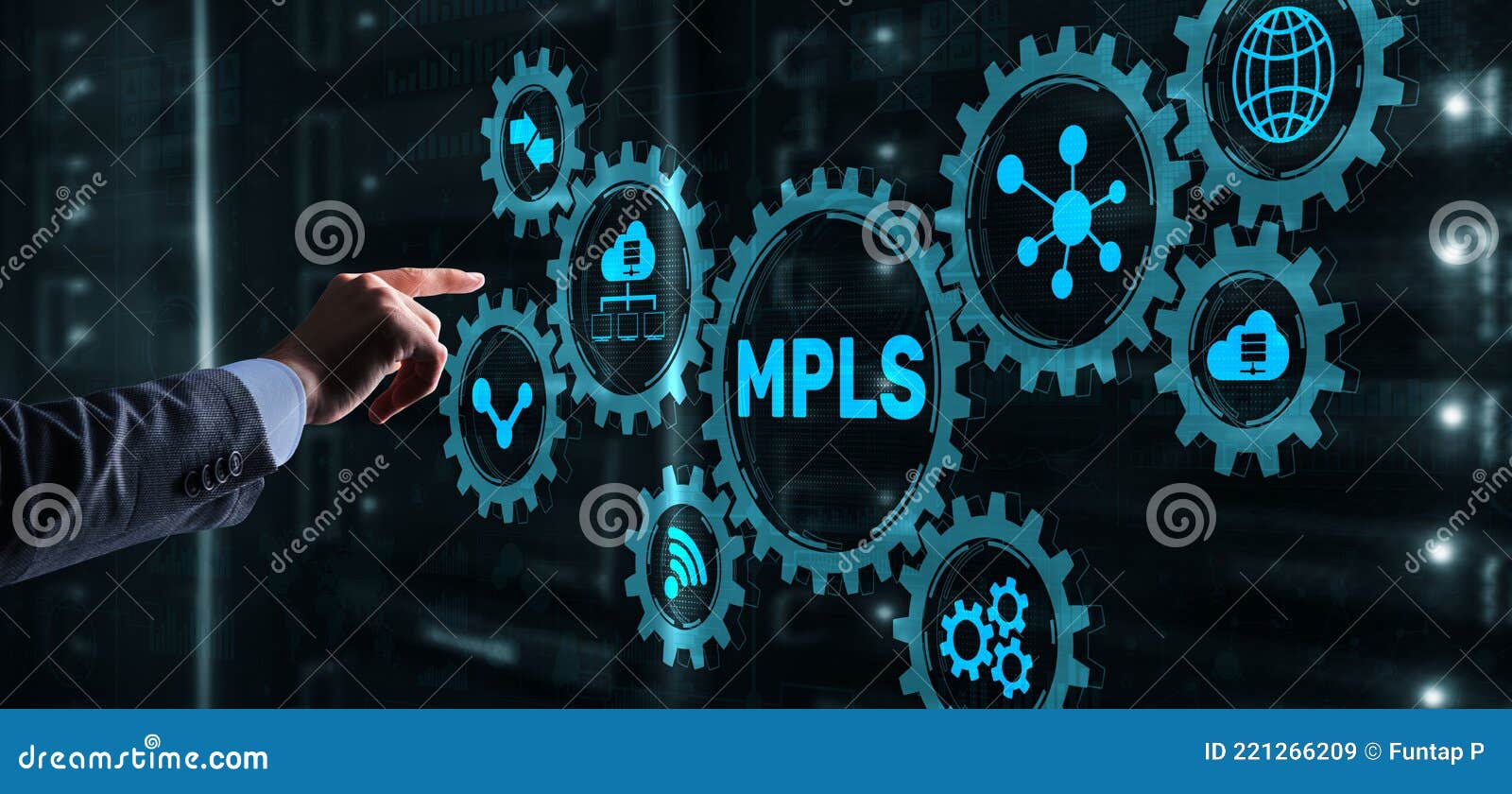 MPLS. Multiprotocol Label Switching Stock Image - Image of finger ...