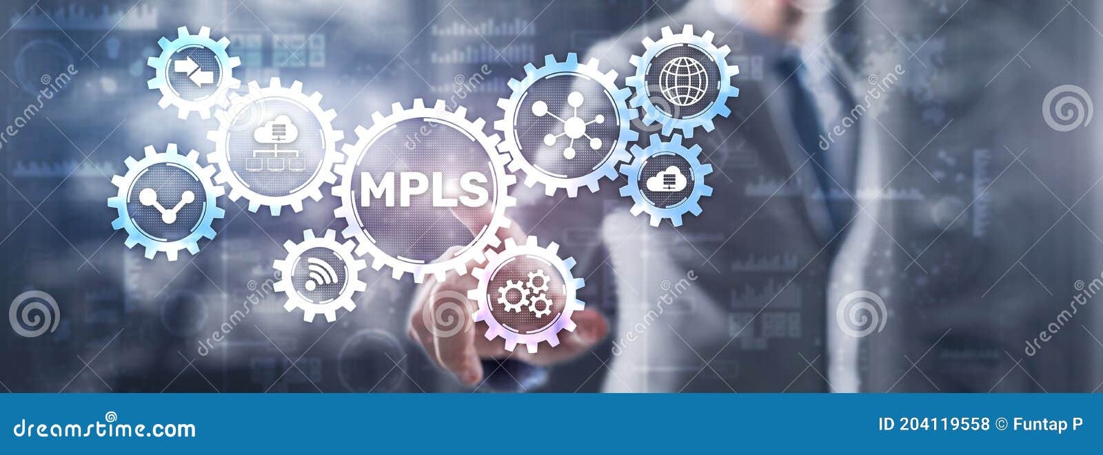 MPLS. Multiprotocol Label Switching on Virtual Screen. 2021. Stock ...