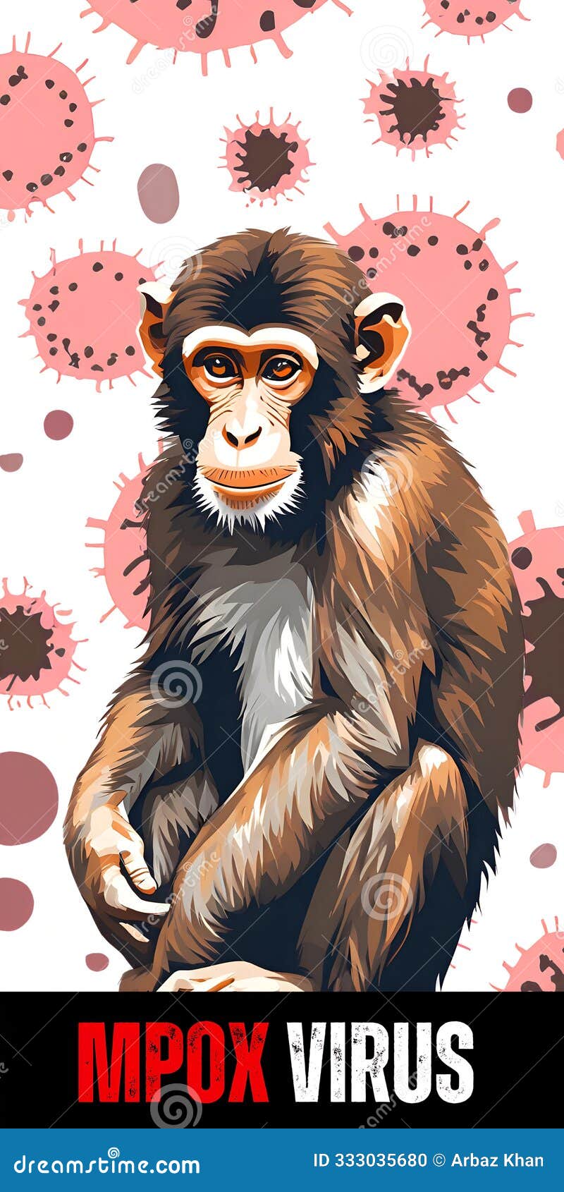 Monkey With Mpox Virus Cells In A Conceptual Medical Background ...