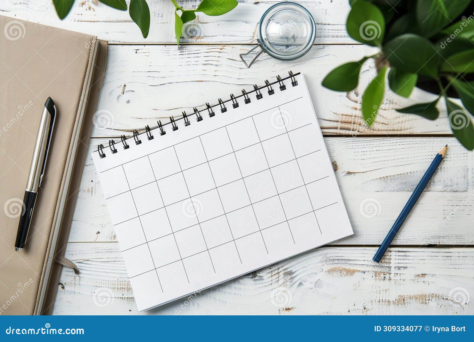 Mpty Calendar and Note Book on Modern Work Table Stock Image - Image of ...