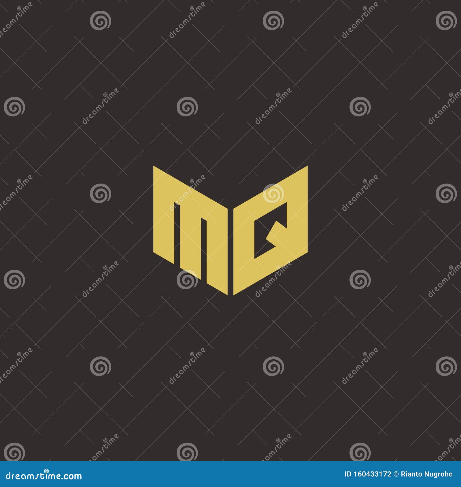 MQ Logo Letter Initial Logo Designs Template with Gold and Black ...