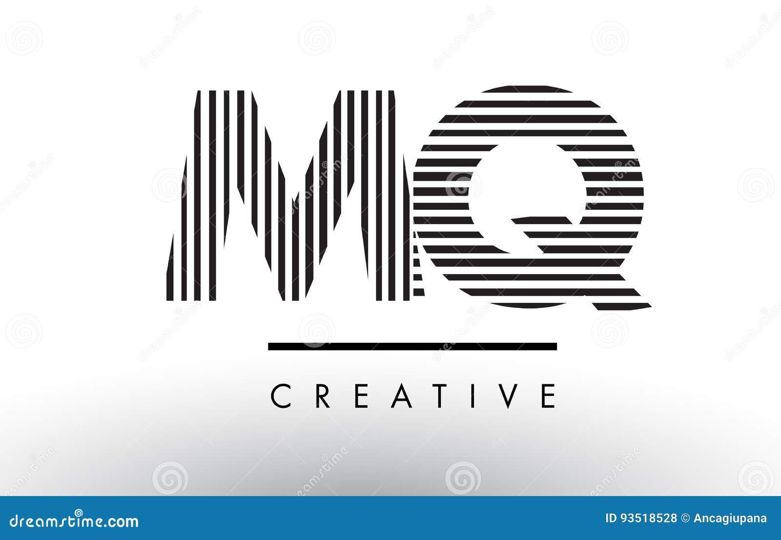 MQ M Q Black and White Lines Letter Logo Design. Stock Vector ...