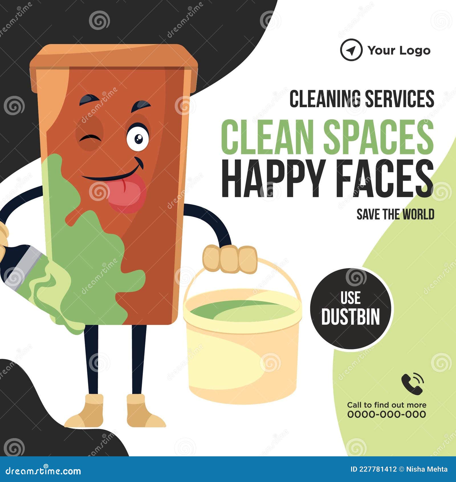 Cleaning Services Clean Spaces Happy Faces Banner Design Stock Vector ...