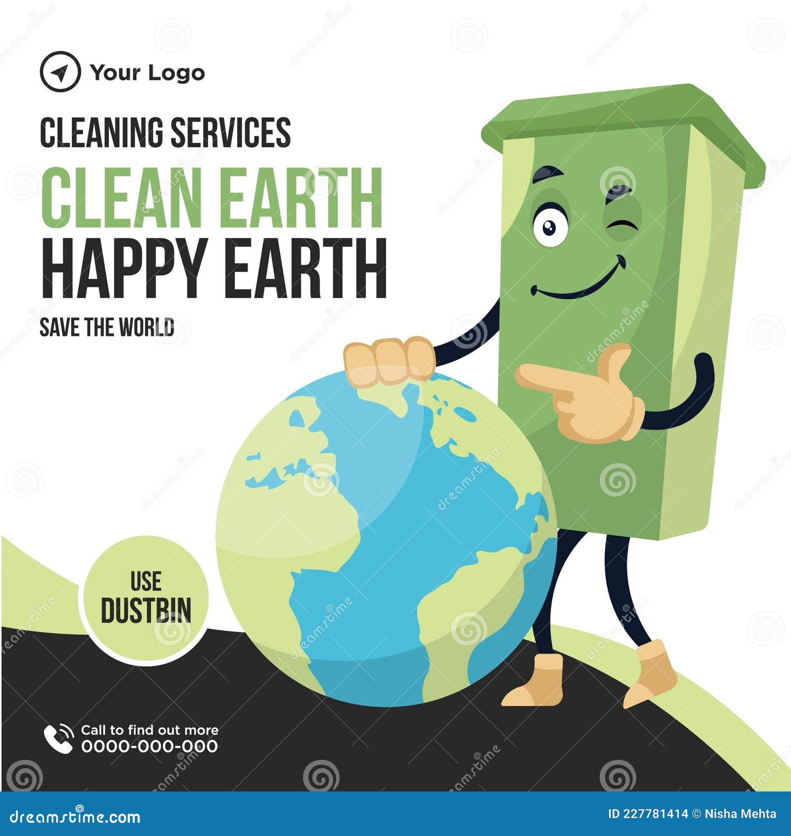 Cleaning Services Clean Earth Happy Earth Banner Design Stock Vector ...