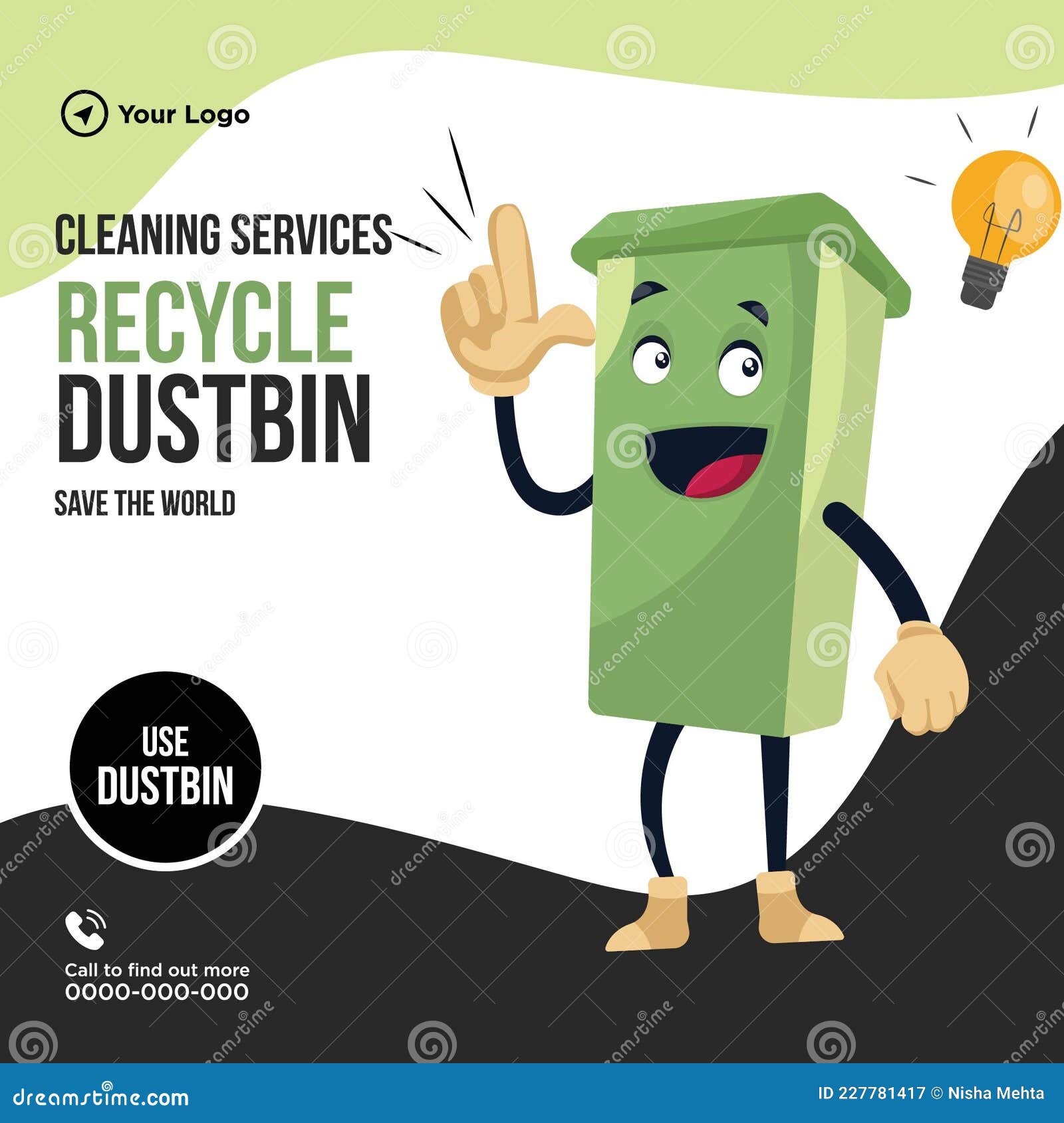 Cleaning Services Recycle Dustbin Banner Design Stock Vector ...