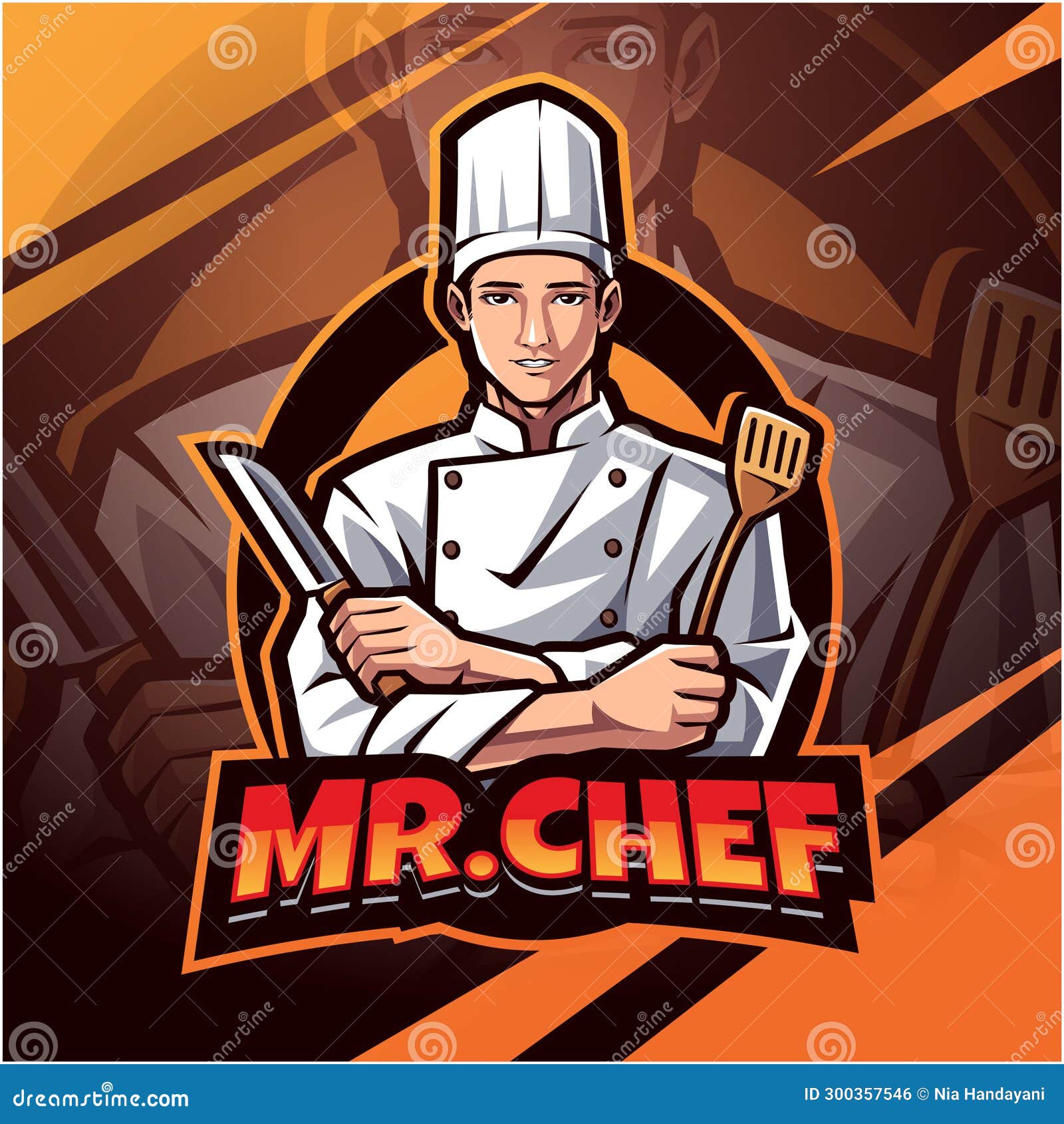 Mr.chef Esport Mascot Logo Design Stock Vector - Illustration of banner ...