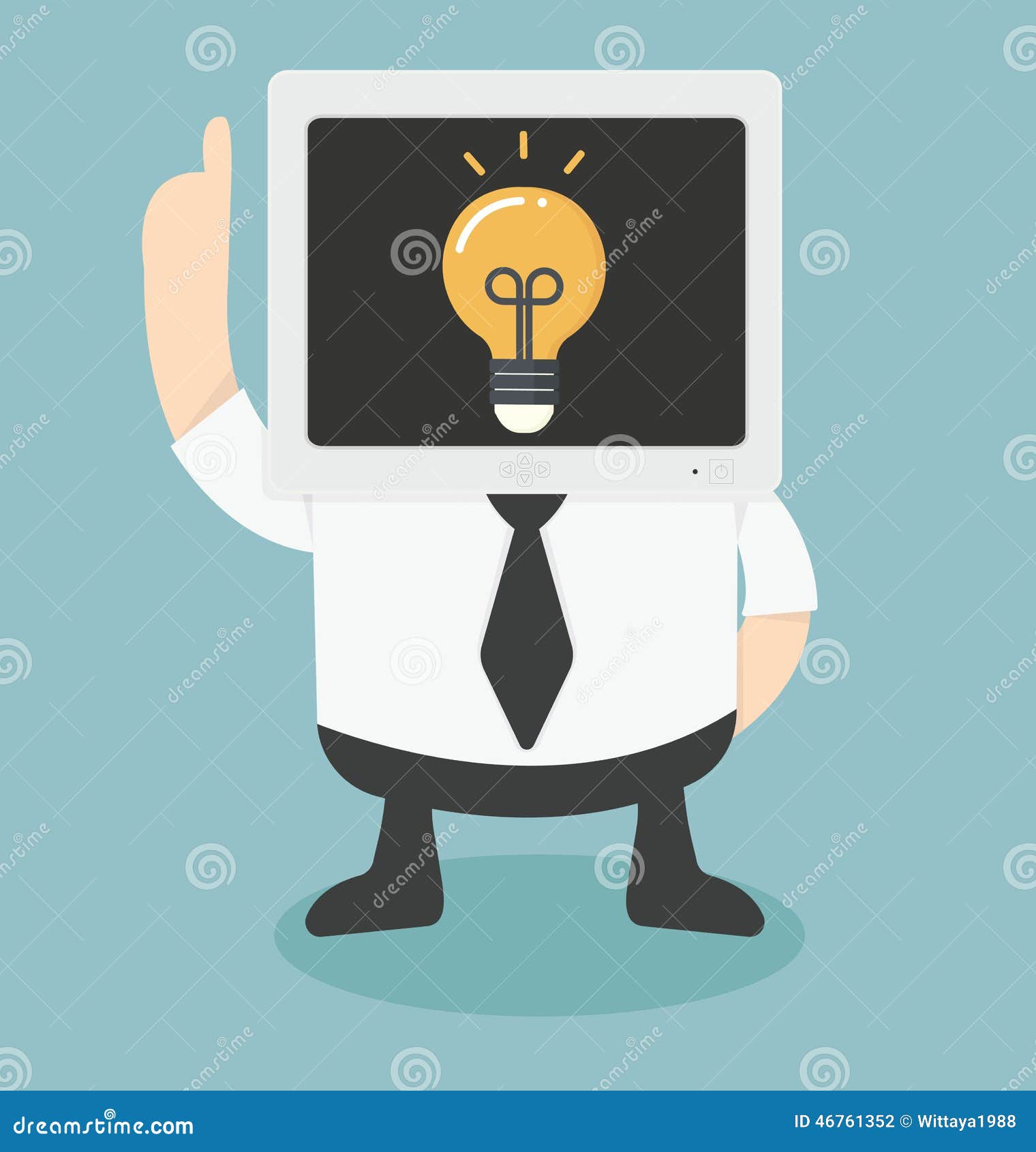 Mr.Computer get an idea stock vector. Illustration of idea - 46761352