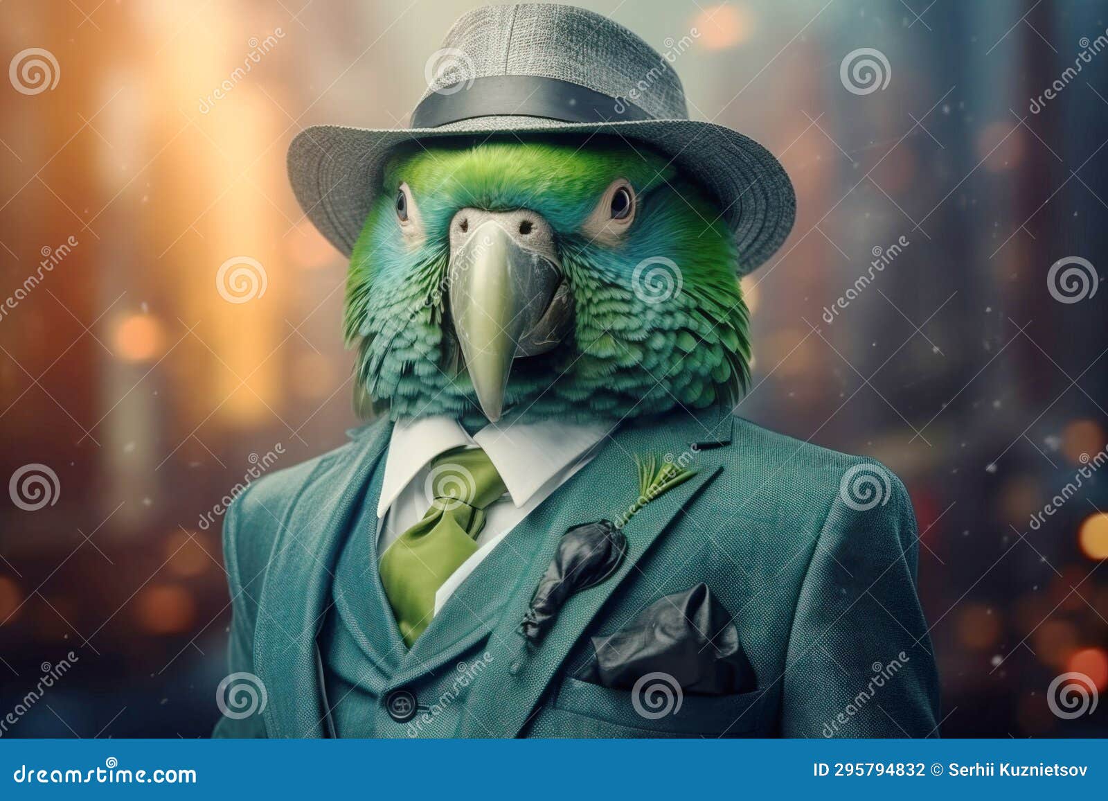 Mr Green Parrot Gentleman in Boss Hat and Scientist. AI Generated Stock ...