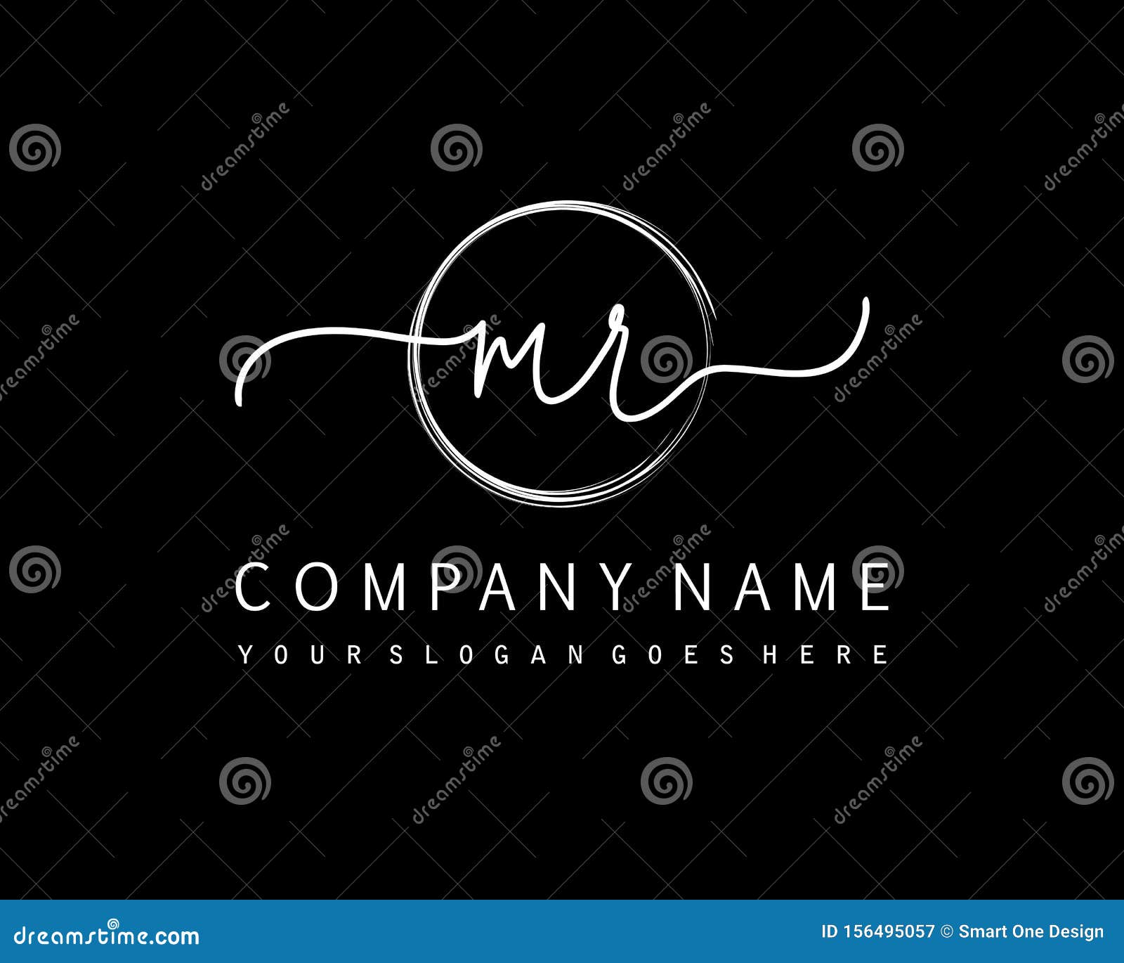 MR Initial Handwriting Logo Circle Hand Drawn Template Vector Stock ...