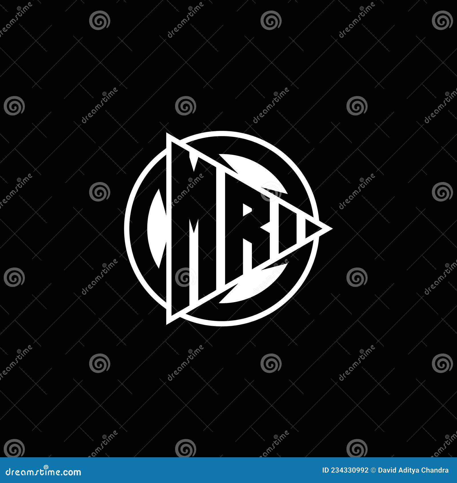 MR Logo Monogram Triangle Play Shape Circle Rounded Stock Vector ...