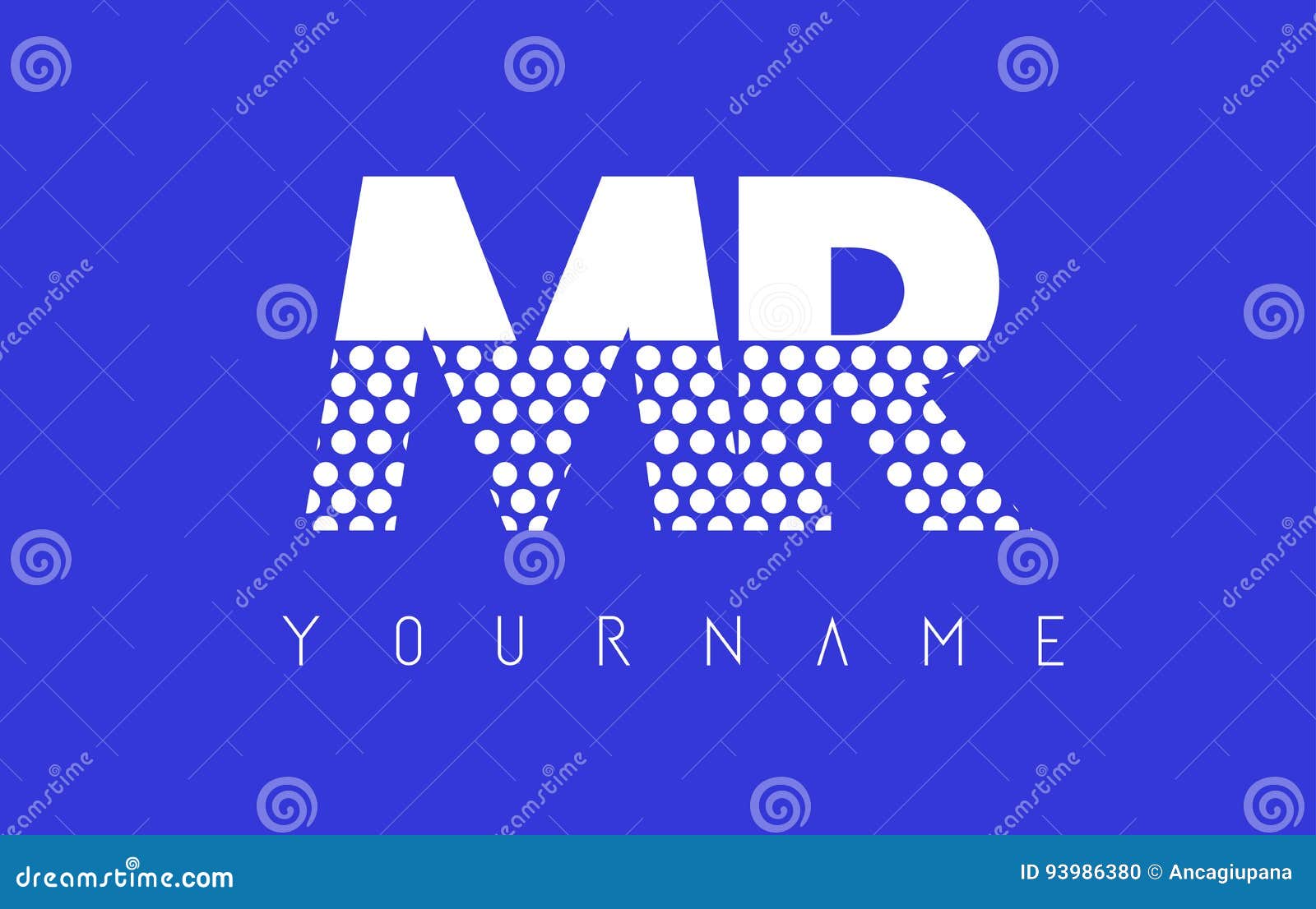 MR M R Dotted Letter Logo Design with Blue Background. Stock Vector ...
