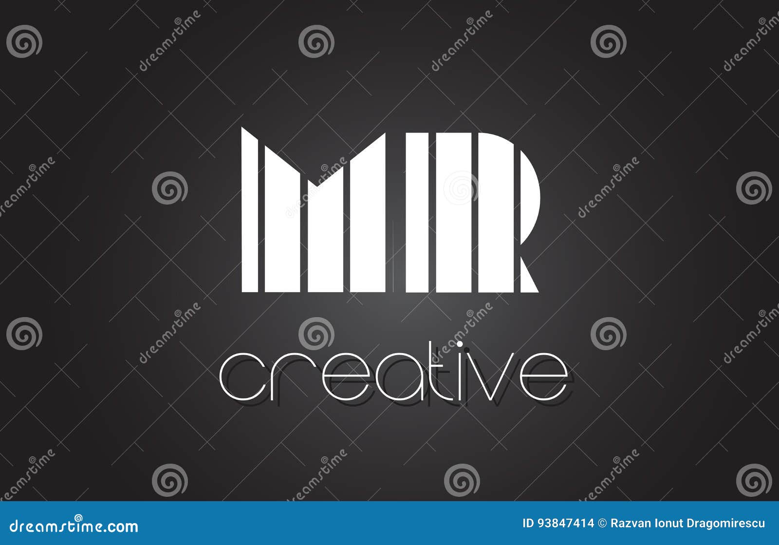 MR M R Letter Logo Design with White and Black Lines. Stock Vector ...