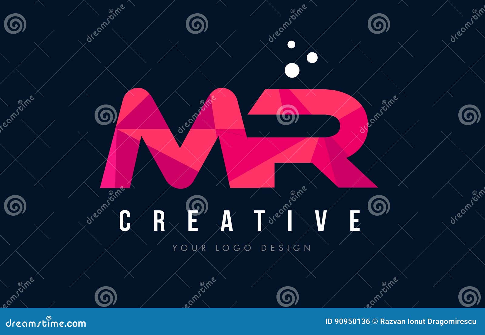 MR M R Letter Logo with Purple Low Poly Pink Triangles Concept Stock ...