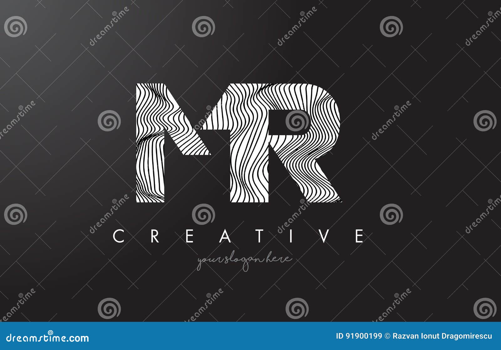 MR M R Letter Logo with Zebra Lines Texture Design Vector. Stock Vector ...