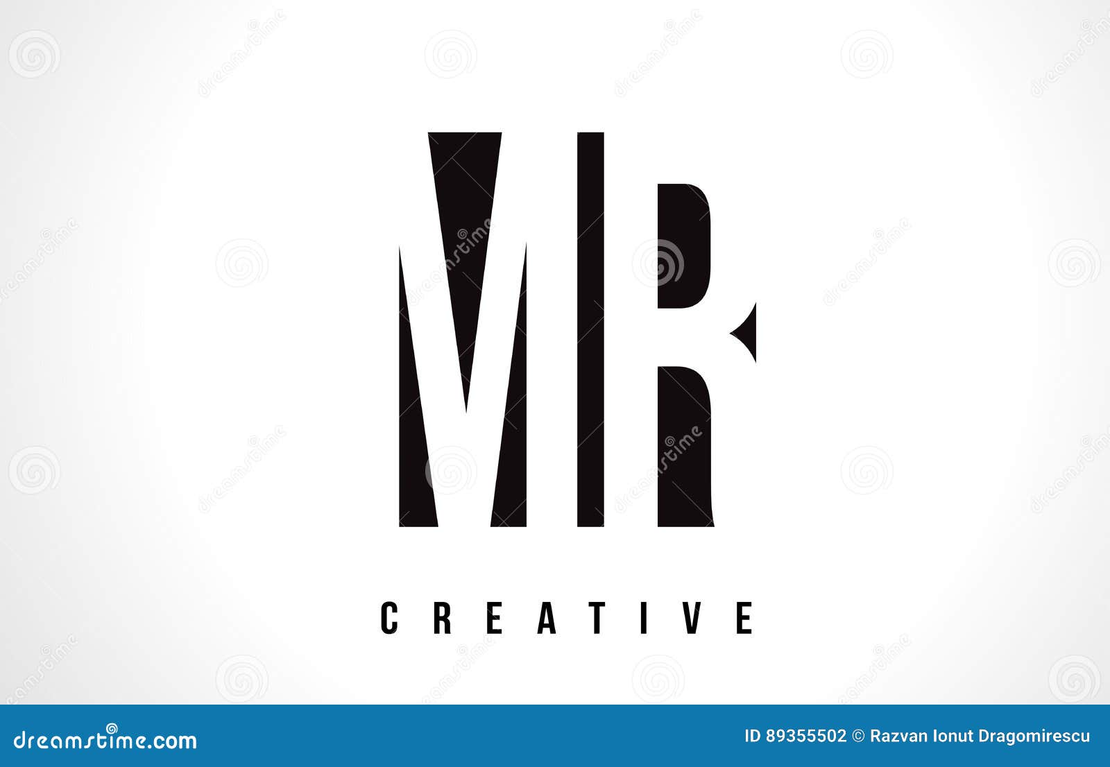 MR M R White Letter Logo Design with Black Square. Stock Vector ...