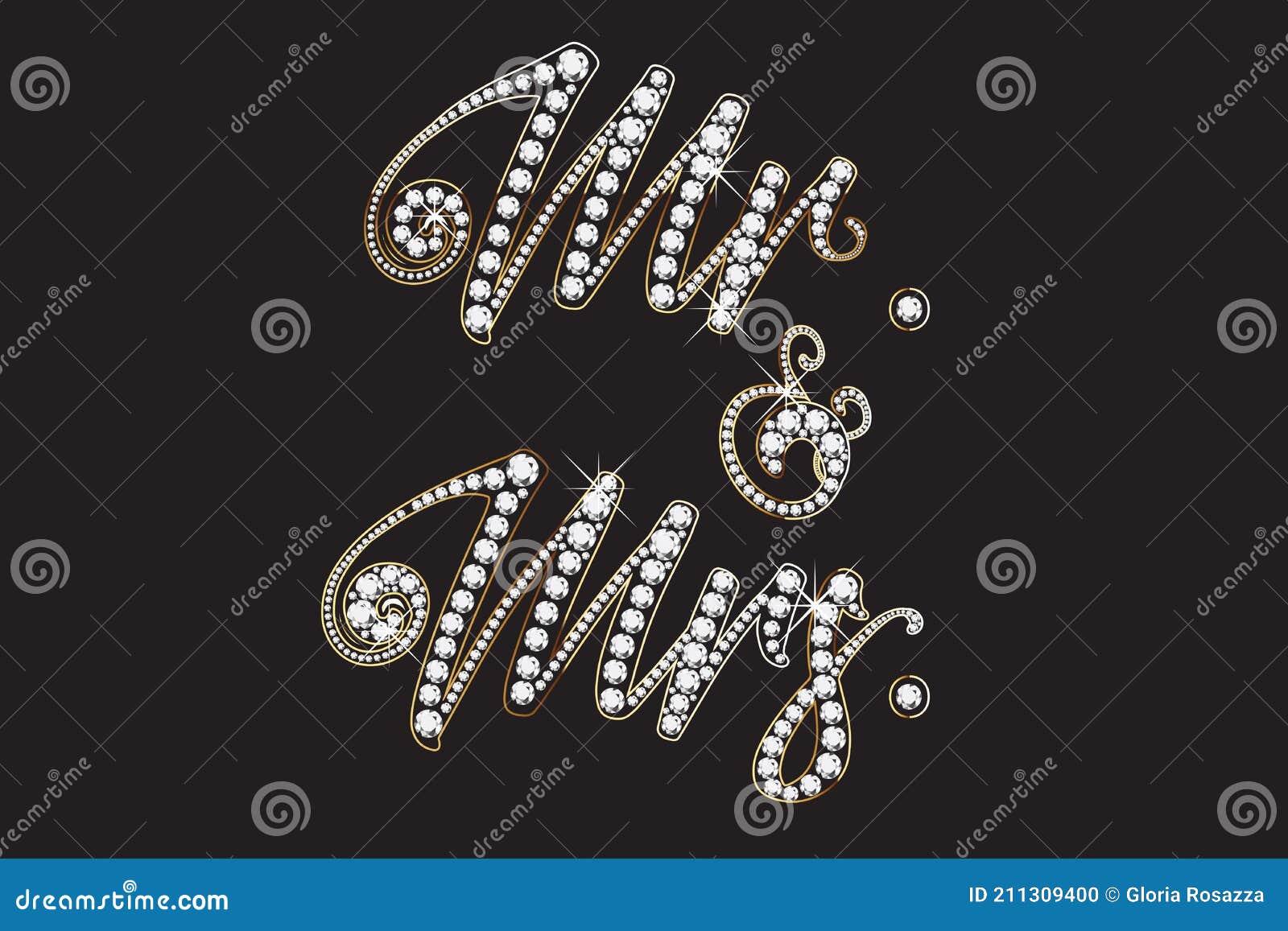 Mr. and Mrs. Diamonds Bling Bling Wedding Stock Vector - Illustration ...