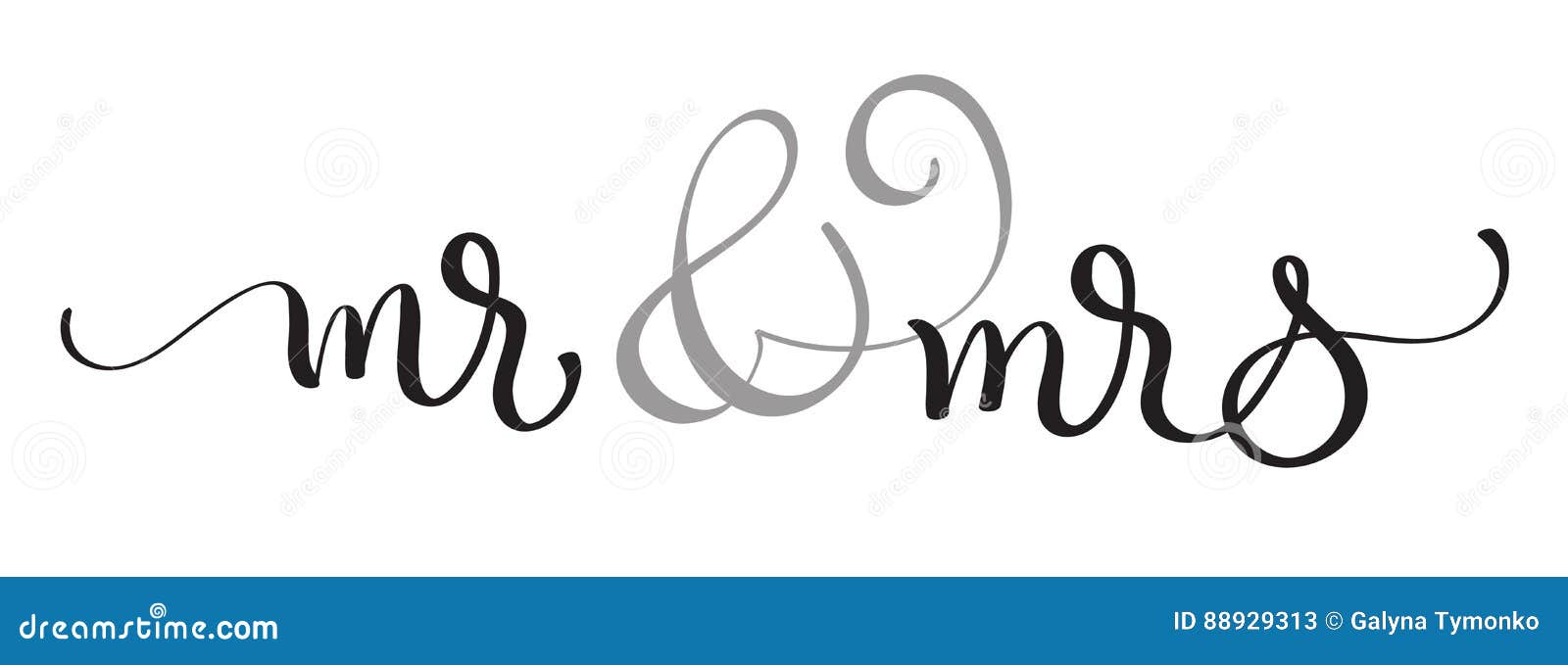 Mr and Mrs Text on White Background. Hand Drawn Calligraphy Lettering ...